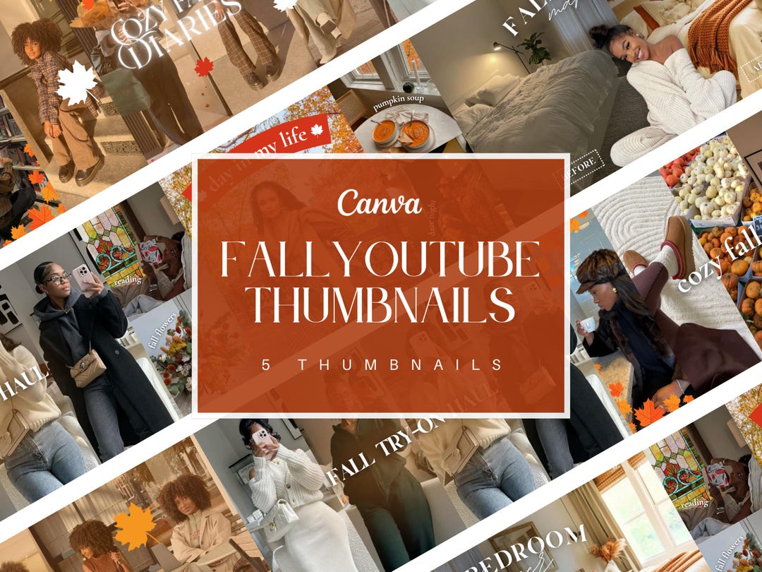 Youtube Thumbnail Templates | Cozy Fall Thumbnails Kit | Youtube ...