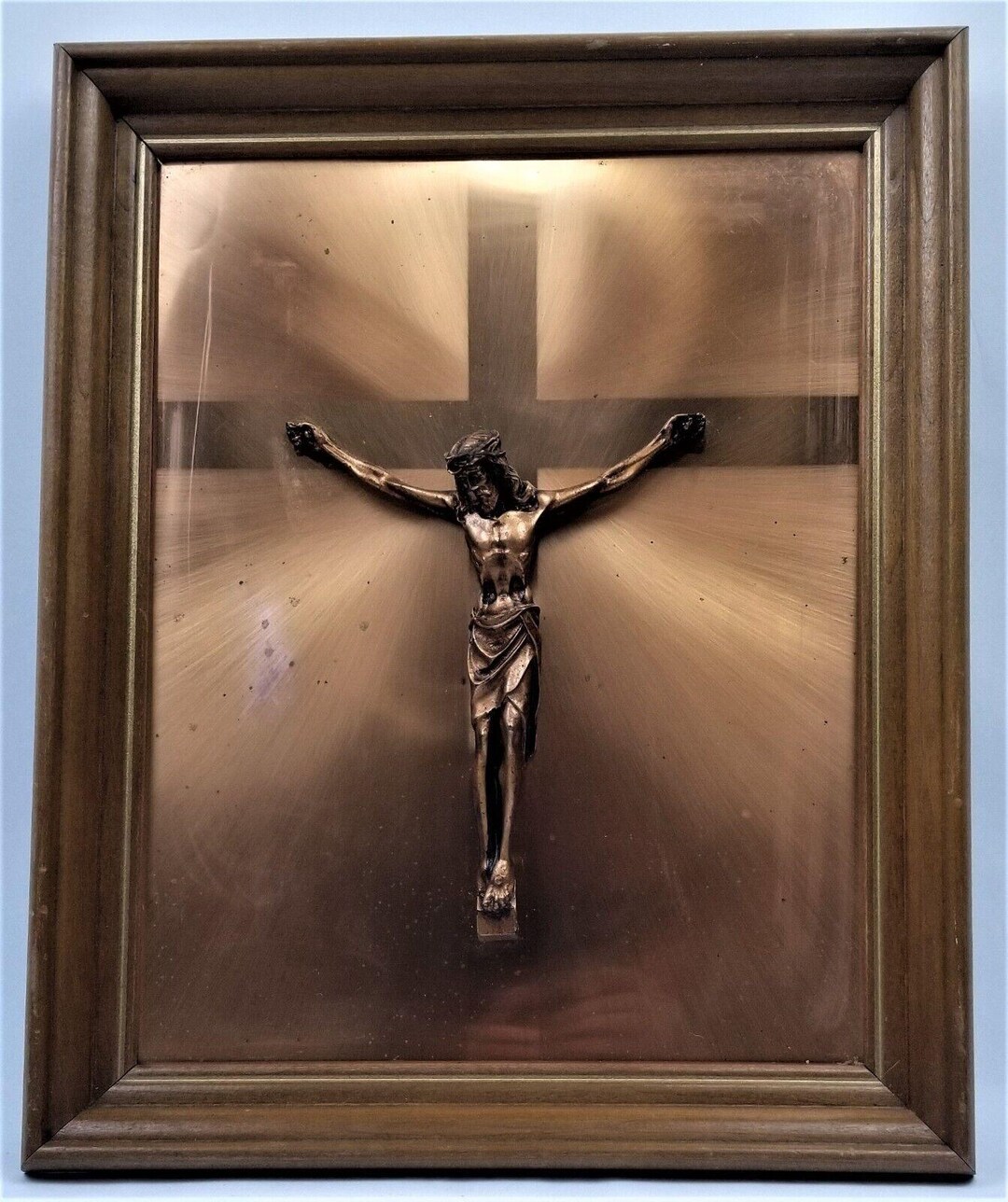 3-D Copper Art Jesus Christ on Cross Crucifix Sculpture Wall Plaque 13 ...