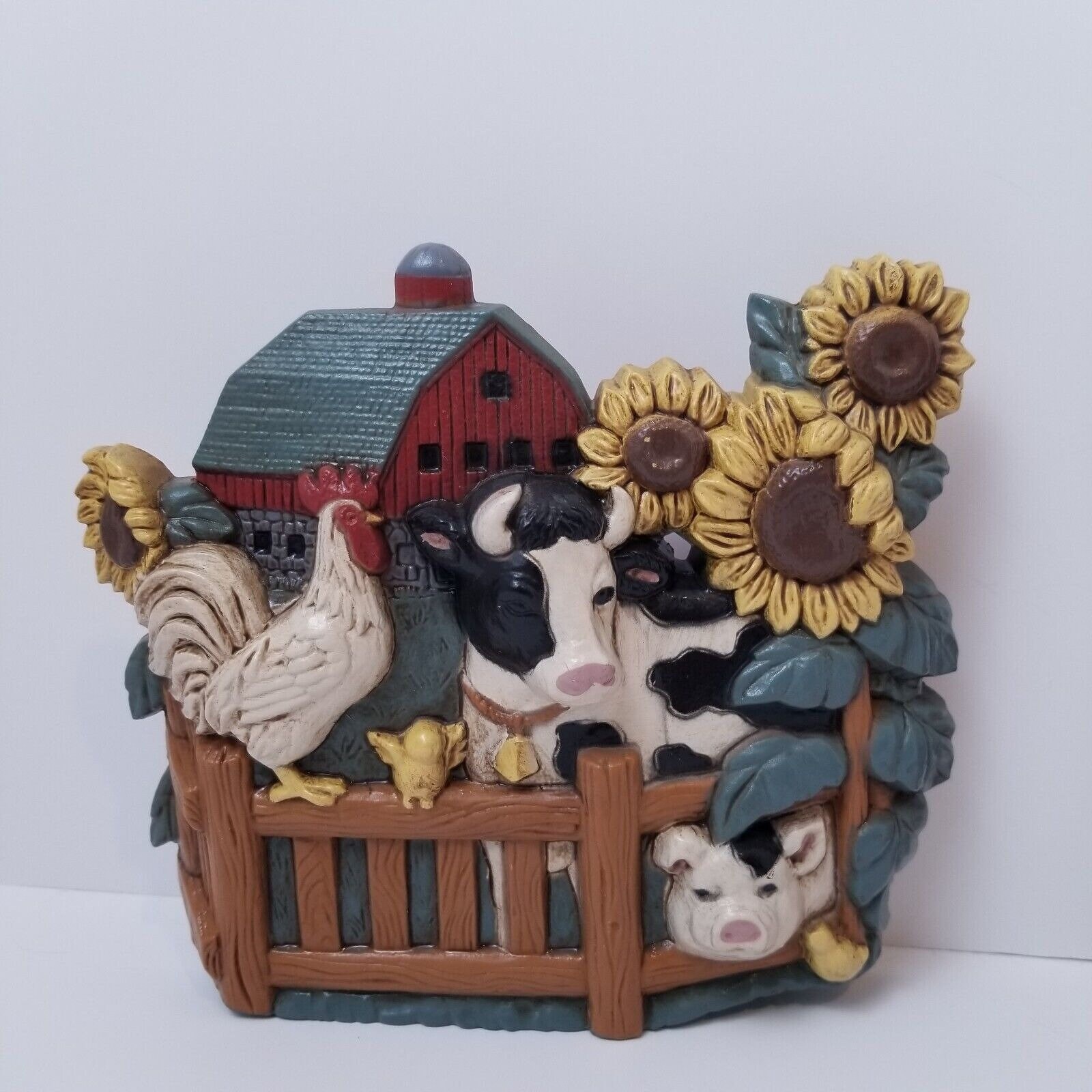 Cow Rooster Pig Sunflower Country Barn Farm Home Interior Wall Plaques ...