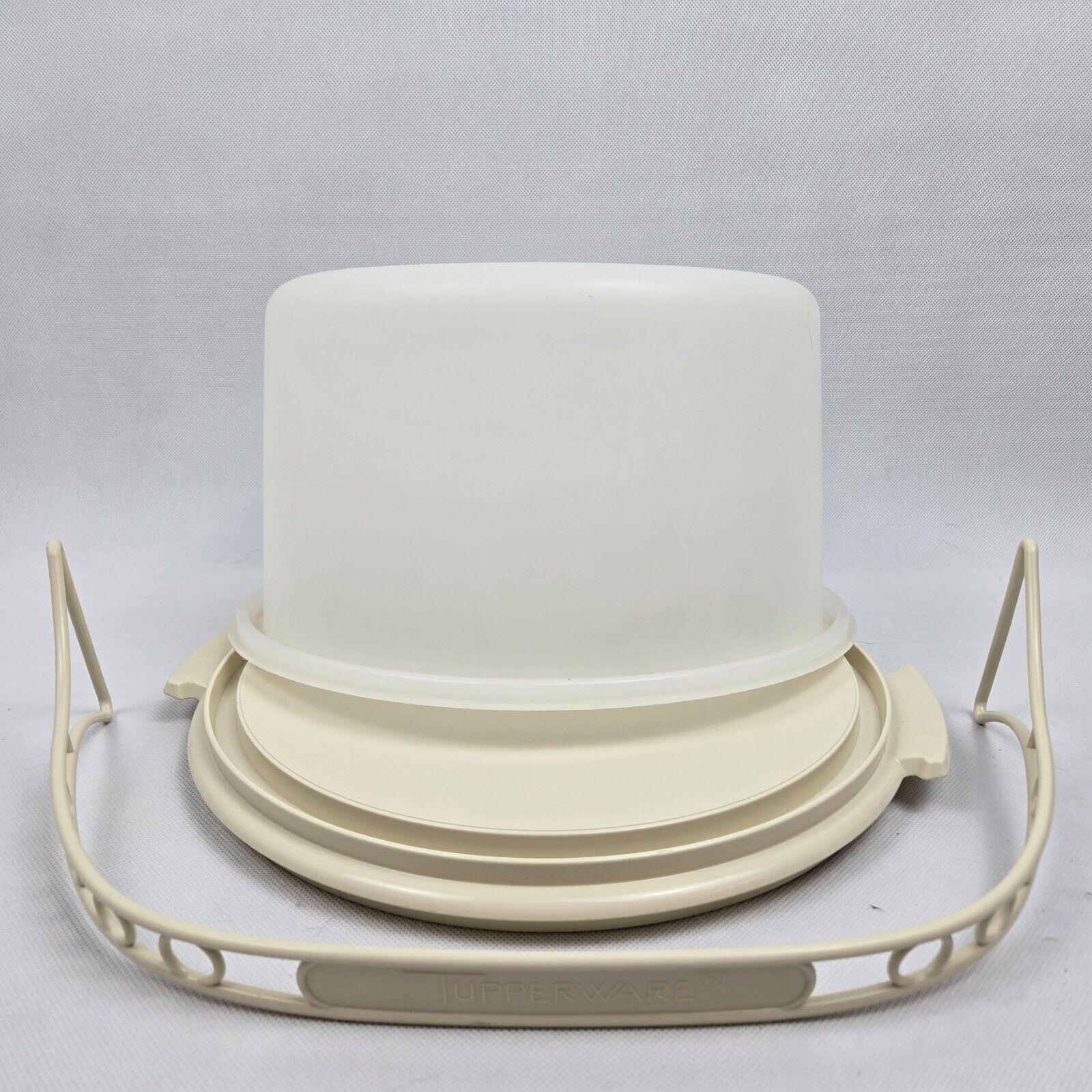 Tupperware Vintage Round Cake Carrier Almond Basehandle Clear Cover 684 ...