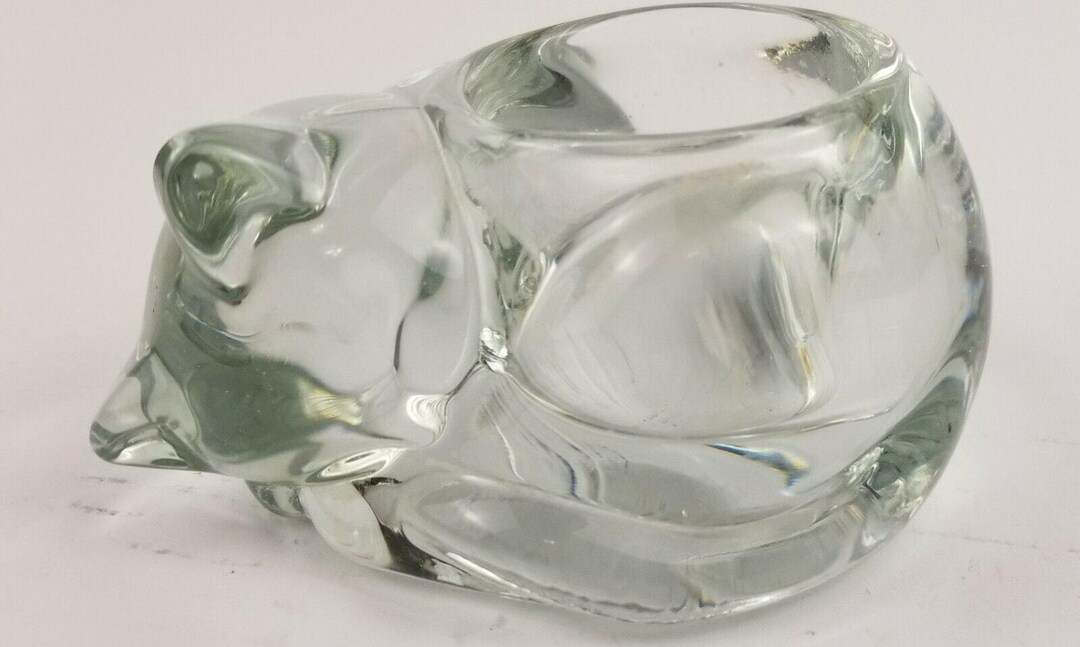 Indiana Glass Sleeping Cat Kitten Glass Votive Candle / Paperclip ...