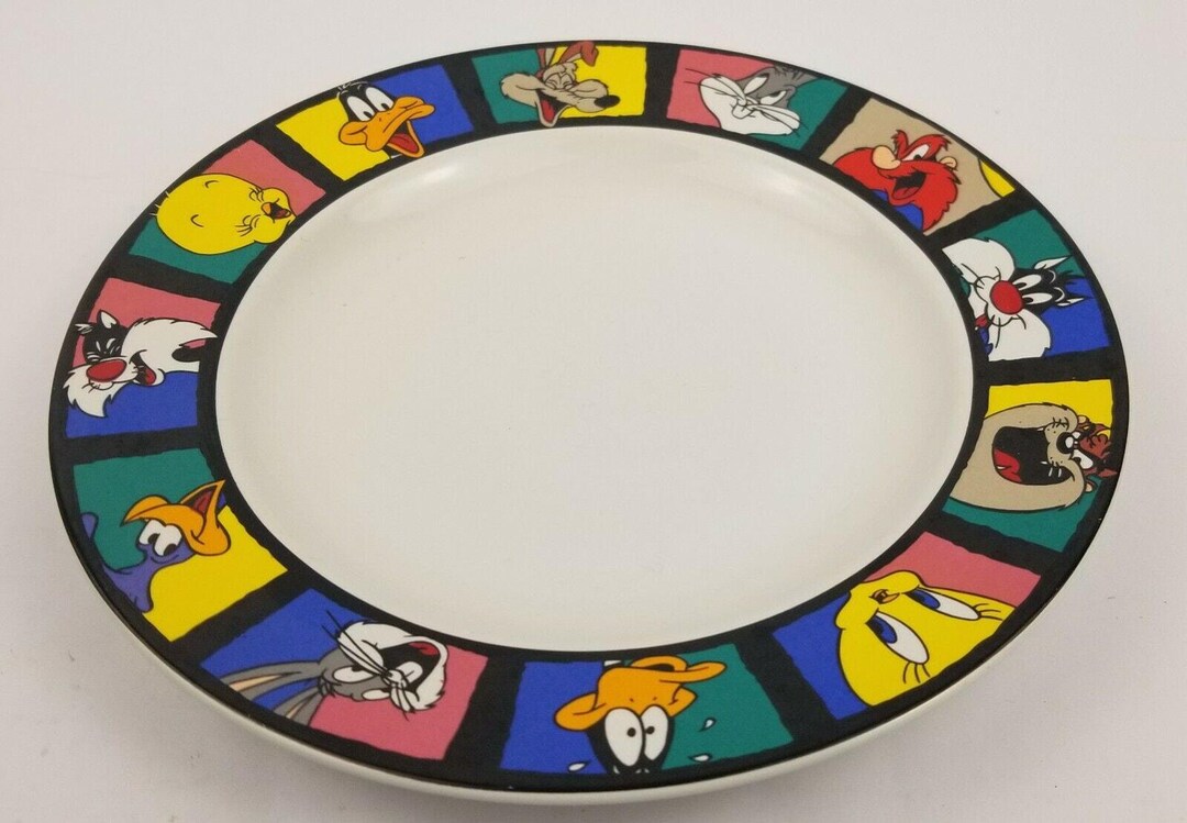 Looney Tunes Plate Tweety Wile E Daffy Bugs Sam Sylvester Road Runner ...