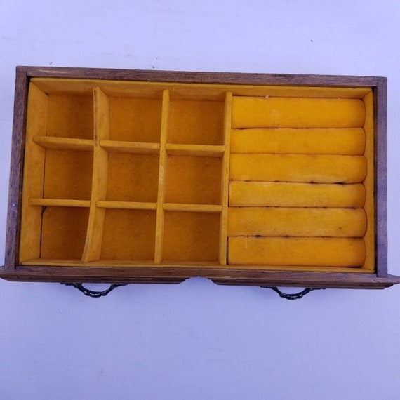 Wooden Jewelry Box Gold Velvet Storage Small Wood Dra… - Gem