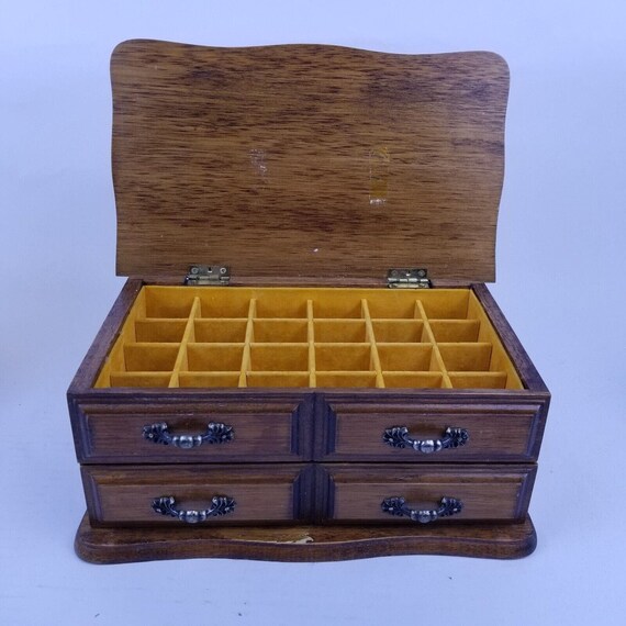 Wooden Jewelry Box Gold Velvet Storage Small Wood Dra… - Gem