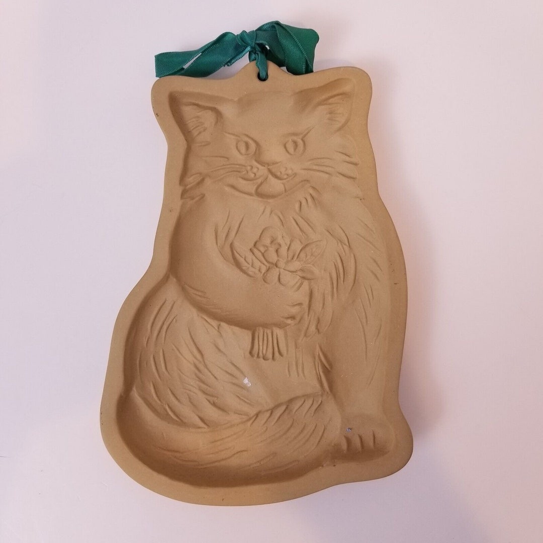 Cat With Flowers Brown Bag Cookie Art Mold 1984 Hill Design Shortbread ...