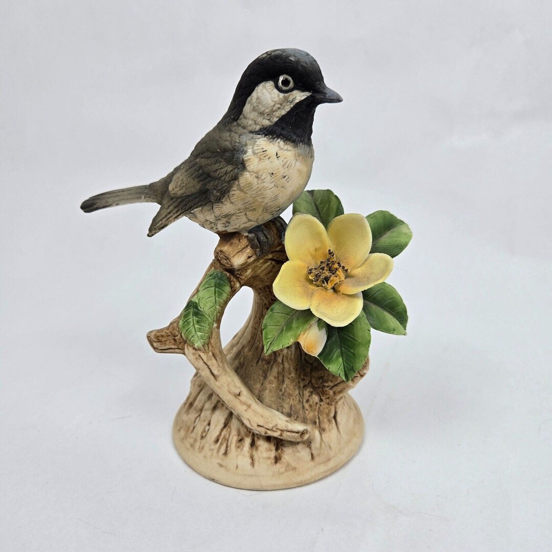 Black Capped Chickadee Figurine by Andrea by Sadek Vintage Pocelain - Etsy