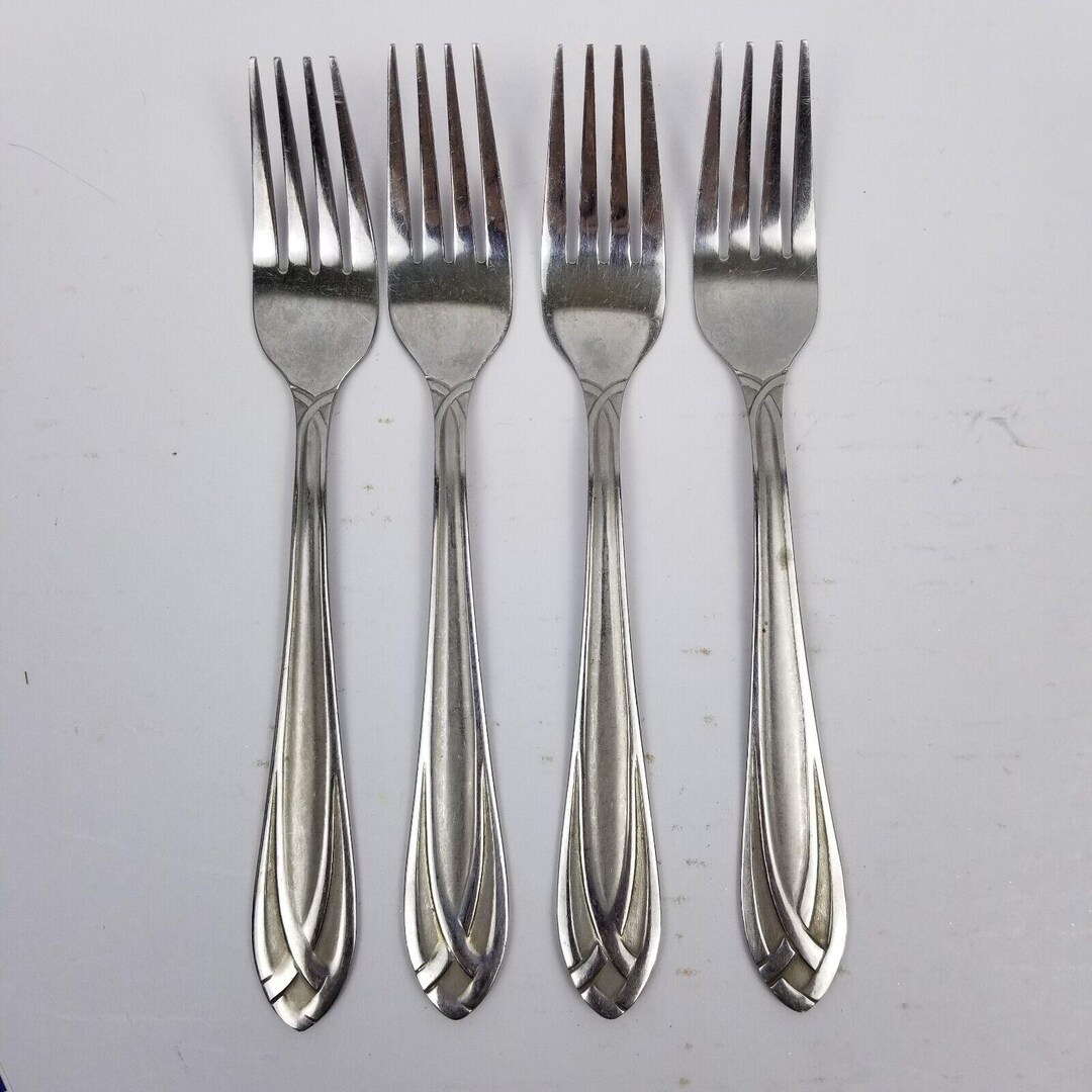 Hampton Silversmiths Frosted Lace Stainless Steel Flatware Salad Forks ...