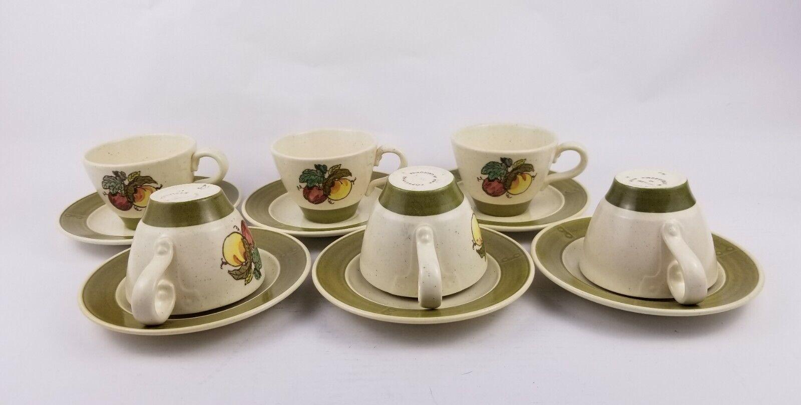 Metlox Poppy Trail Provincial Fruit Stoneware Coffee Cups and Saucers ...