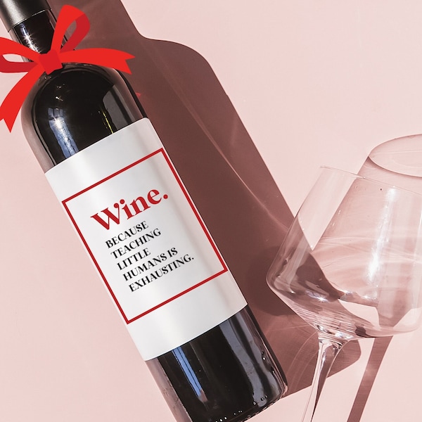 Teacher Wine Label - Etsy