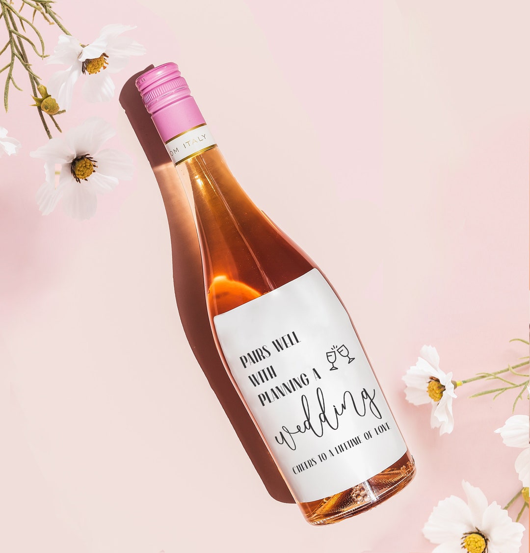 Pairs Well With Planning a Wedding | Engagement Wine Label | Engagement ...