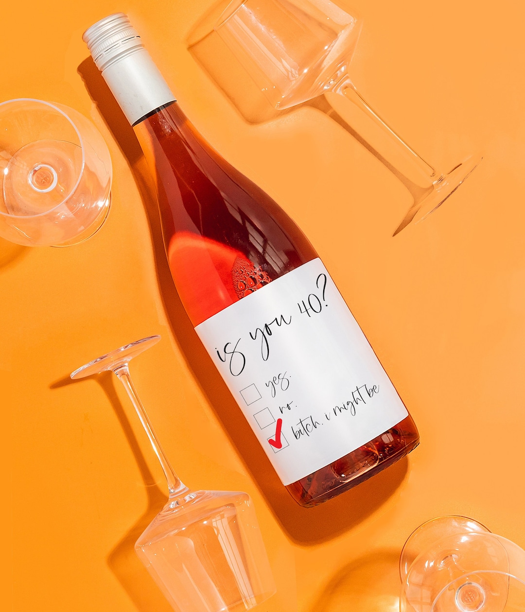 40th Birthday Gift, Forty Wine Label, Birthday Champagne Label, Gift ...