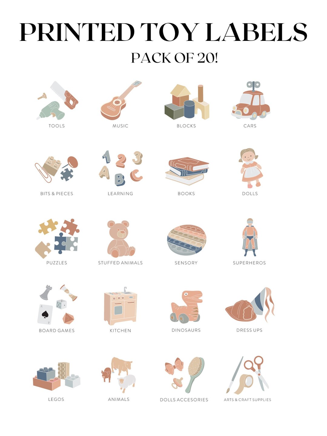 PRINTED Toy Organization Storage Label, Toy Labels, Daycare ...