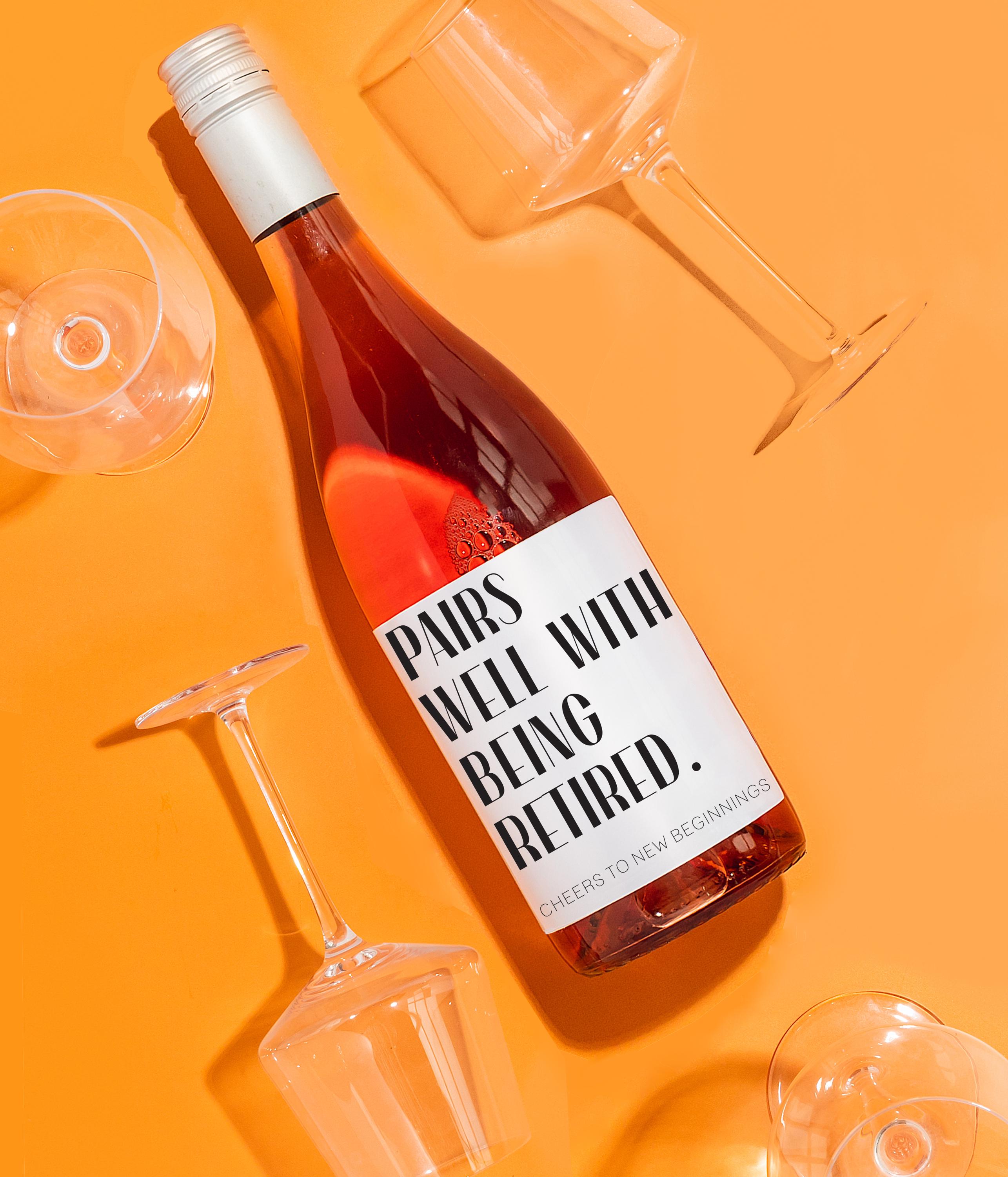 Retirement Coworker Wine Gift, Funny Retirement Label, Happy Retirement ...