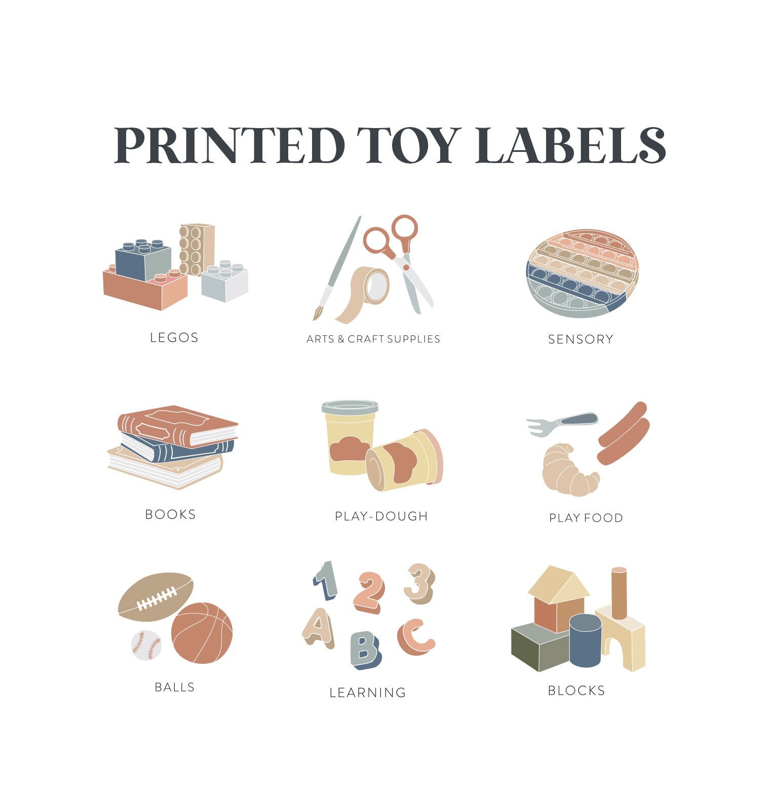 PRINTED Toy Organization Storage Label Toy Labels Daycare - Etsy