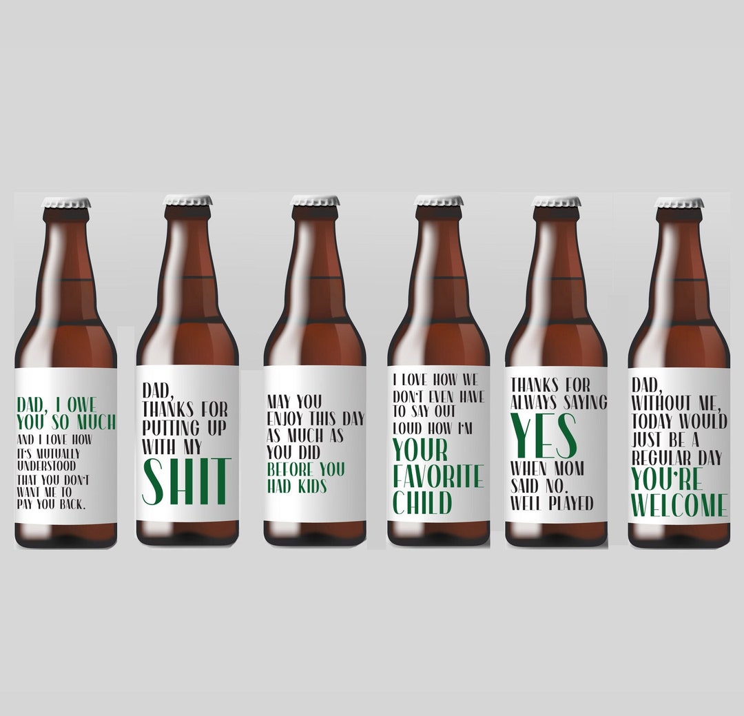 FATHER'S DAY Labels,funny Beer Label,6 Pack Beer Stickers,from Daughter ...