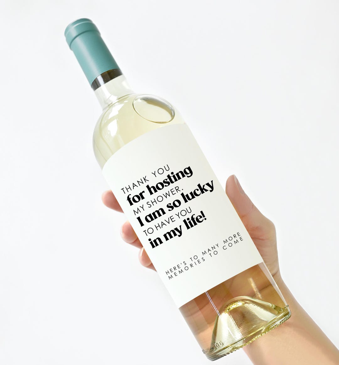 Shower Host Gift Ideas, Baby Shower Hostess Wine Label, Party Host ...