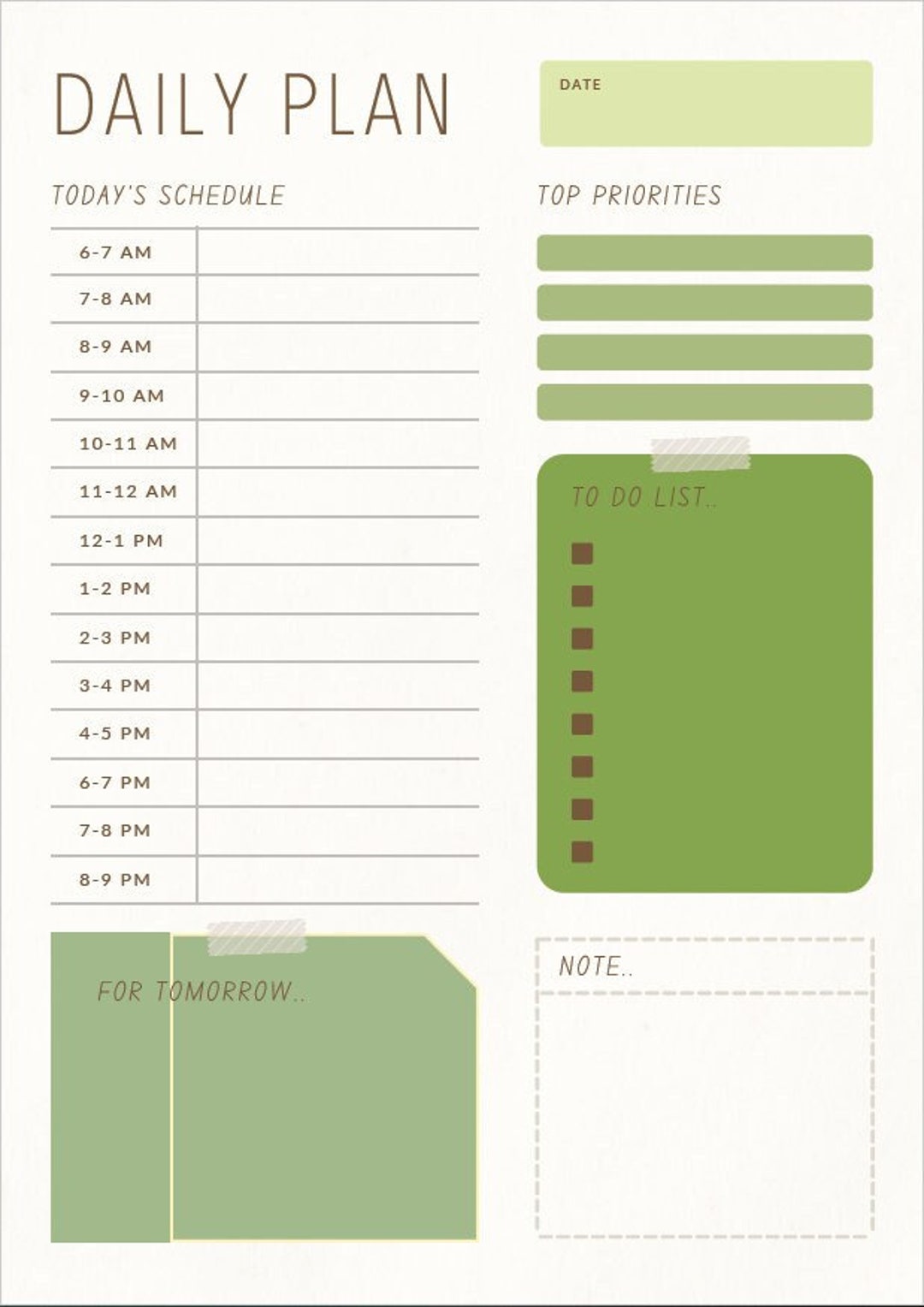 Printable Daily Planner With to Do List - Etsy