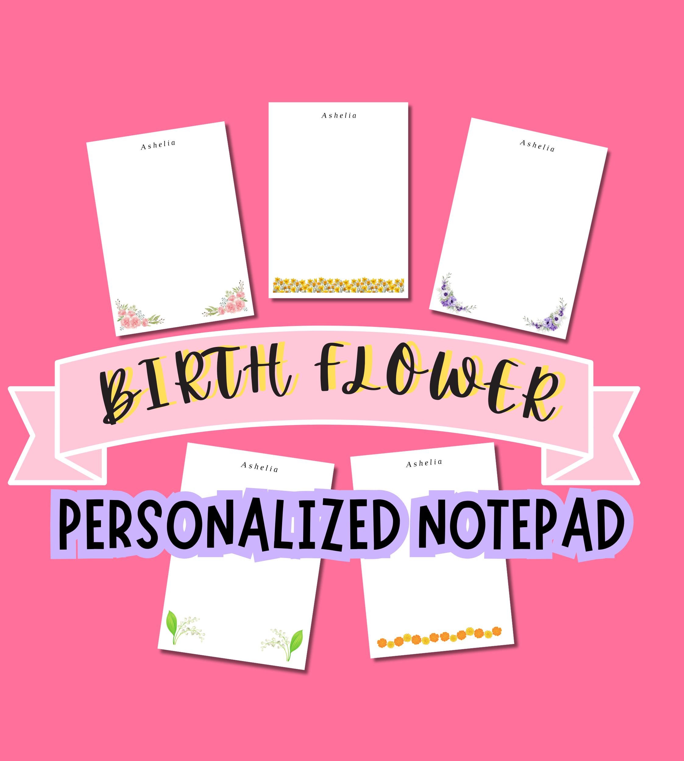 BIRTH FLOWER MEMOPAD Notepad - Personalized Memopad, Gift for Her ...