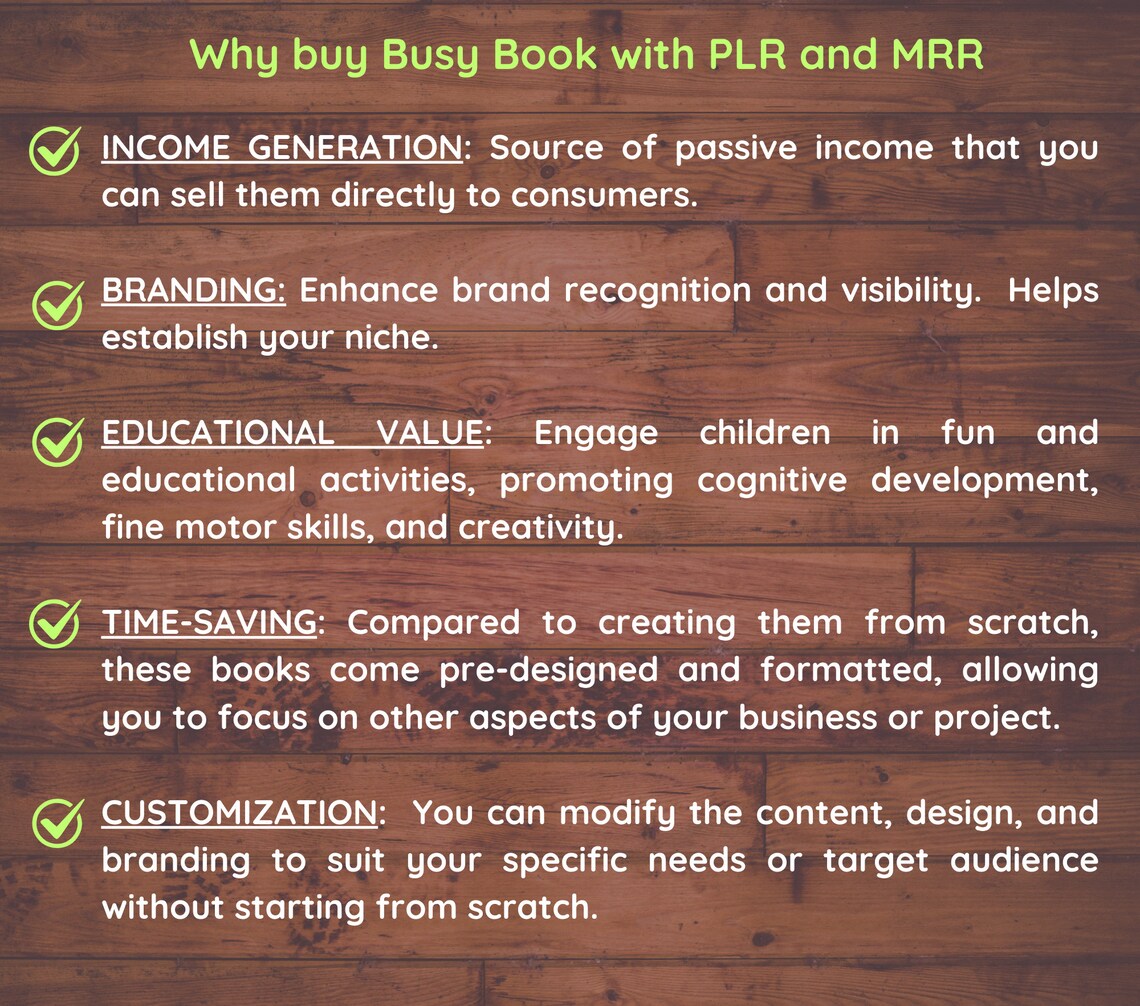 8 Themes PLR/MRR BUSY Book Template Toddler Busy Book First Quiet Book ...