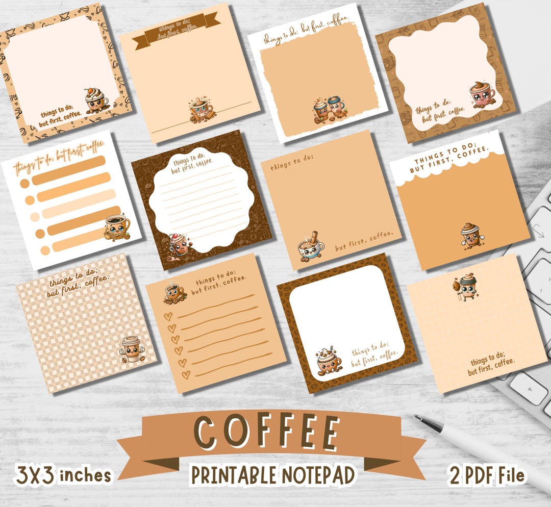 COFFEE Lover MEMOPAD NOTEPAD Template - Things to Do, but First Cofee ...