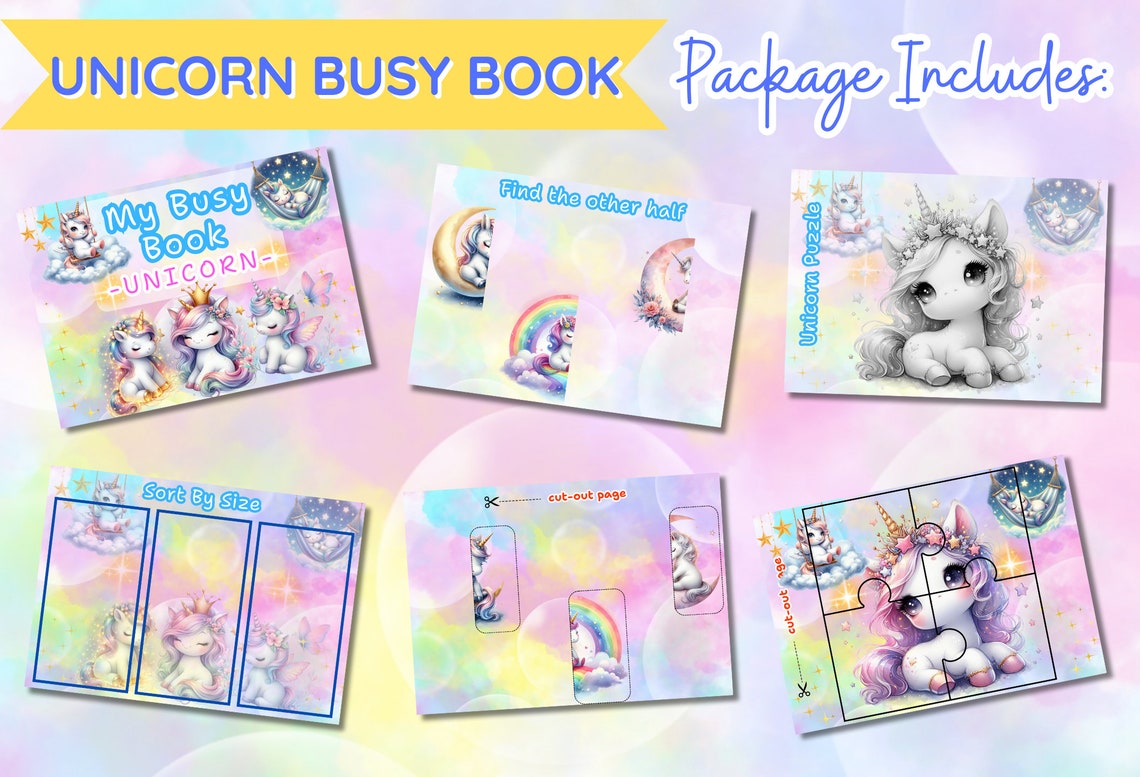 UNICORN QUIET BOOK Toddler Learning Binder Homeschool Busy Book First ...