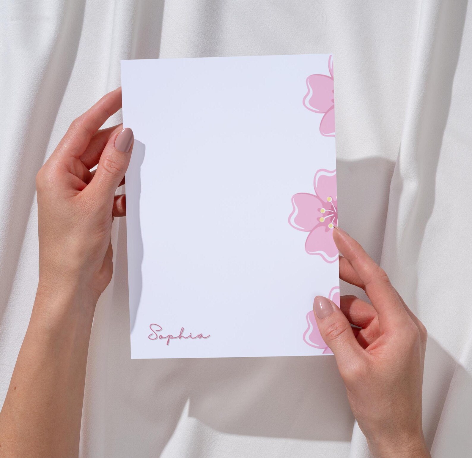 Personalized Sakura Notepad: Floral Memo Pad, Girly Design, Cherry ...
