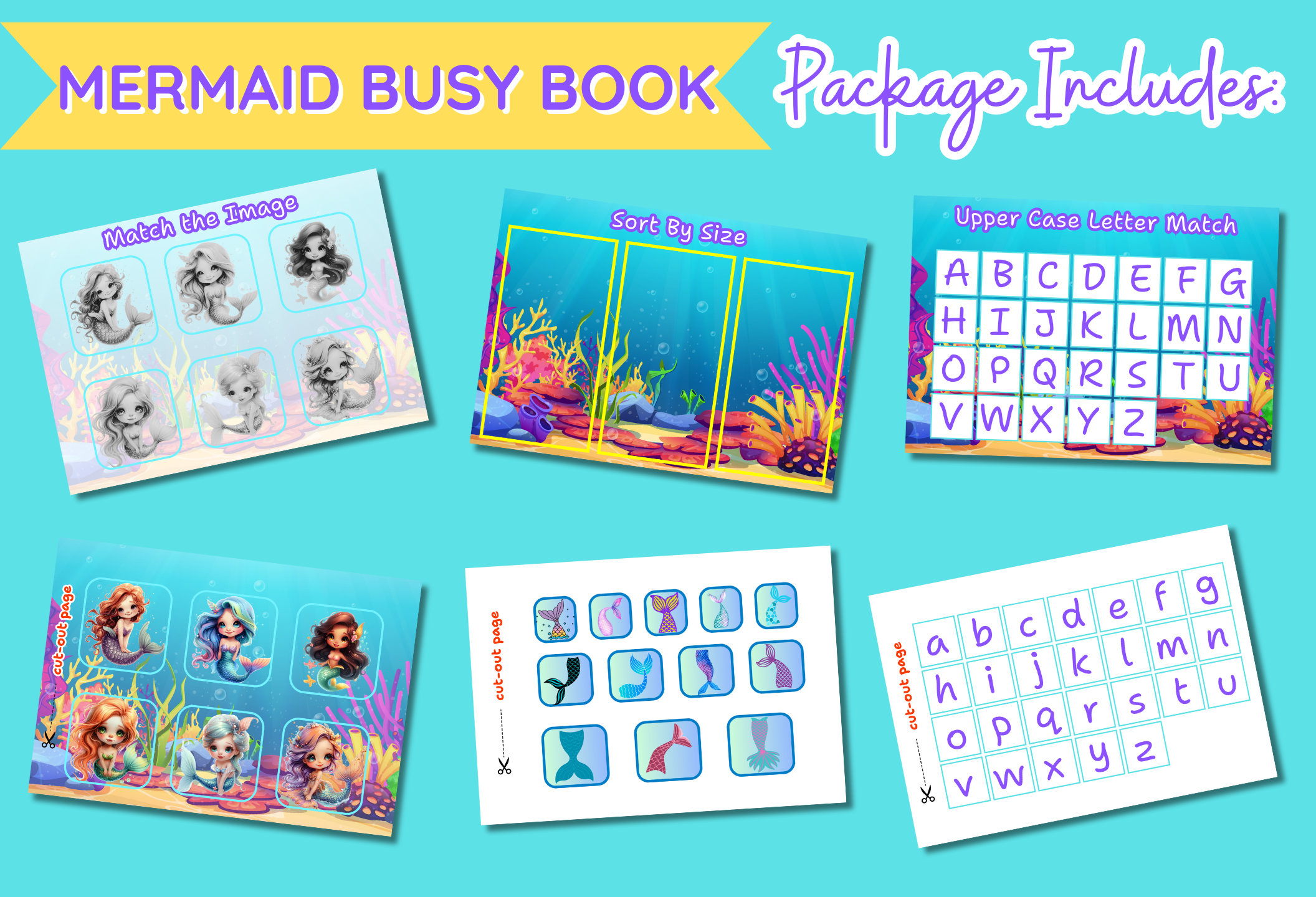 MERMAID QUIET BOOK Toddler Learning Binder Homeschool Busy Book First ...