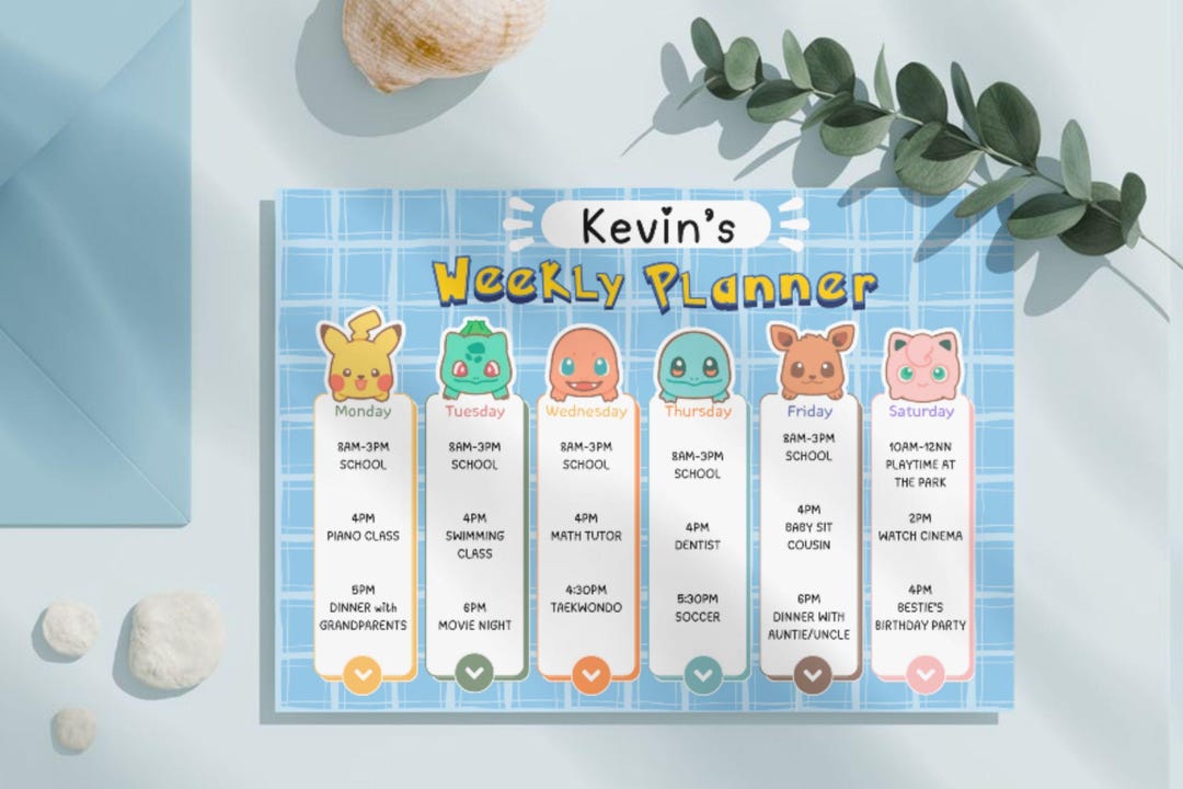 Pokemon Weekly Planner, Editable Canva Template (PDF Download ...