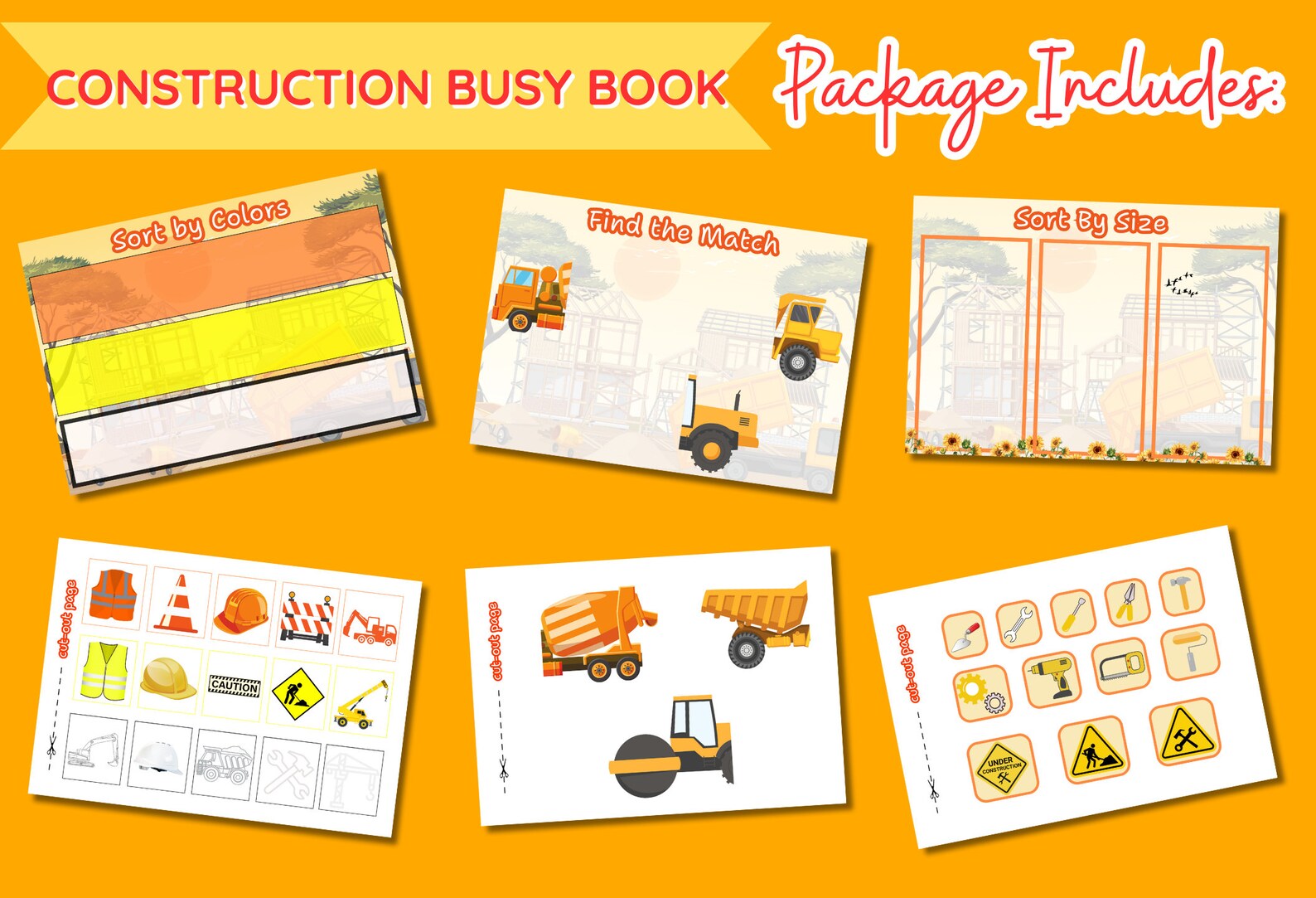 CONSTRUCTION TODDLER Homeschool, Downloadable Busy Book, First ...