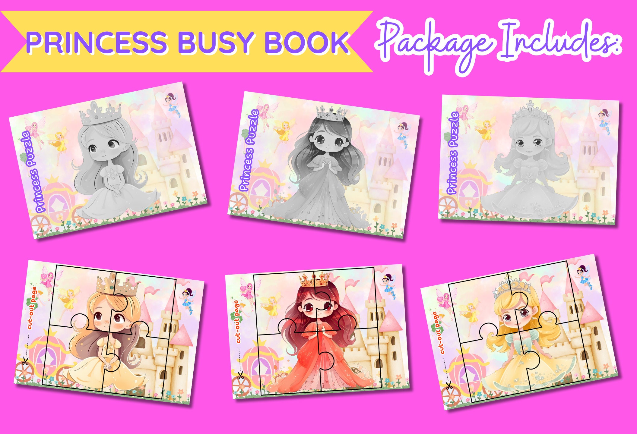 PRINCESS QUIET BOOK Toddler Learning Binder Homeschool Busy Book First ...