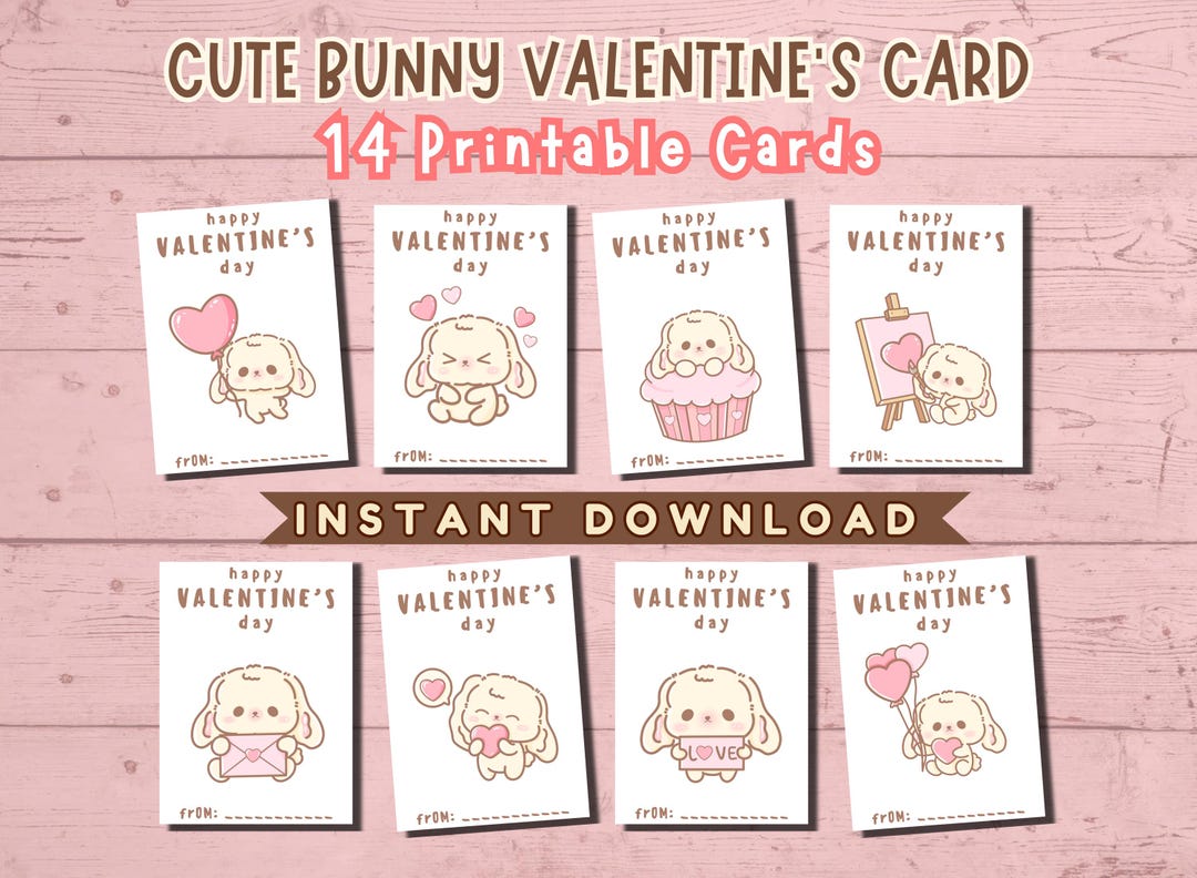 Downloadable VALENTINE'S DAY CARD for Kids, Instant Download, Cute ...