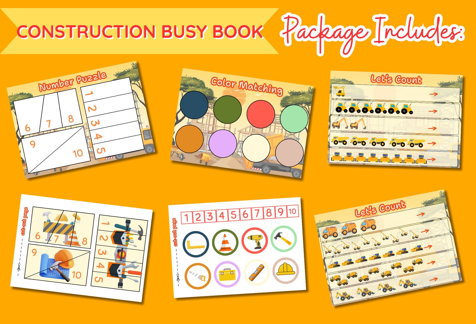 CONSTRUCTION TODDLER Homeschool, Downloadable Busy Book, First ...