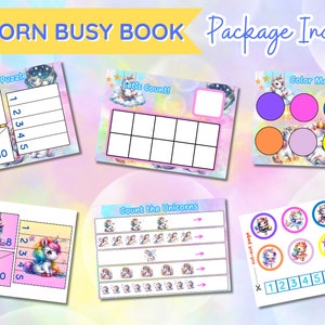 UNICORN QUIET BOOK Toddler Learning Binder Homeschool Busy Book First ...