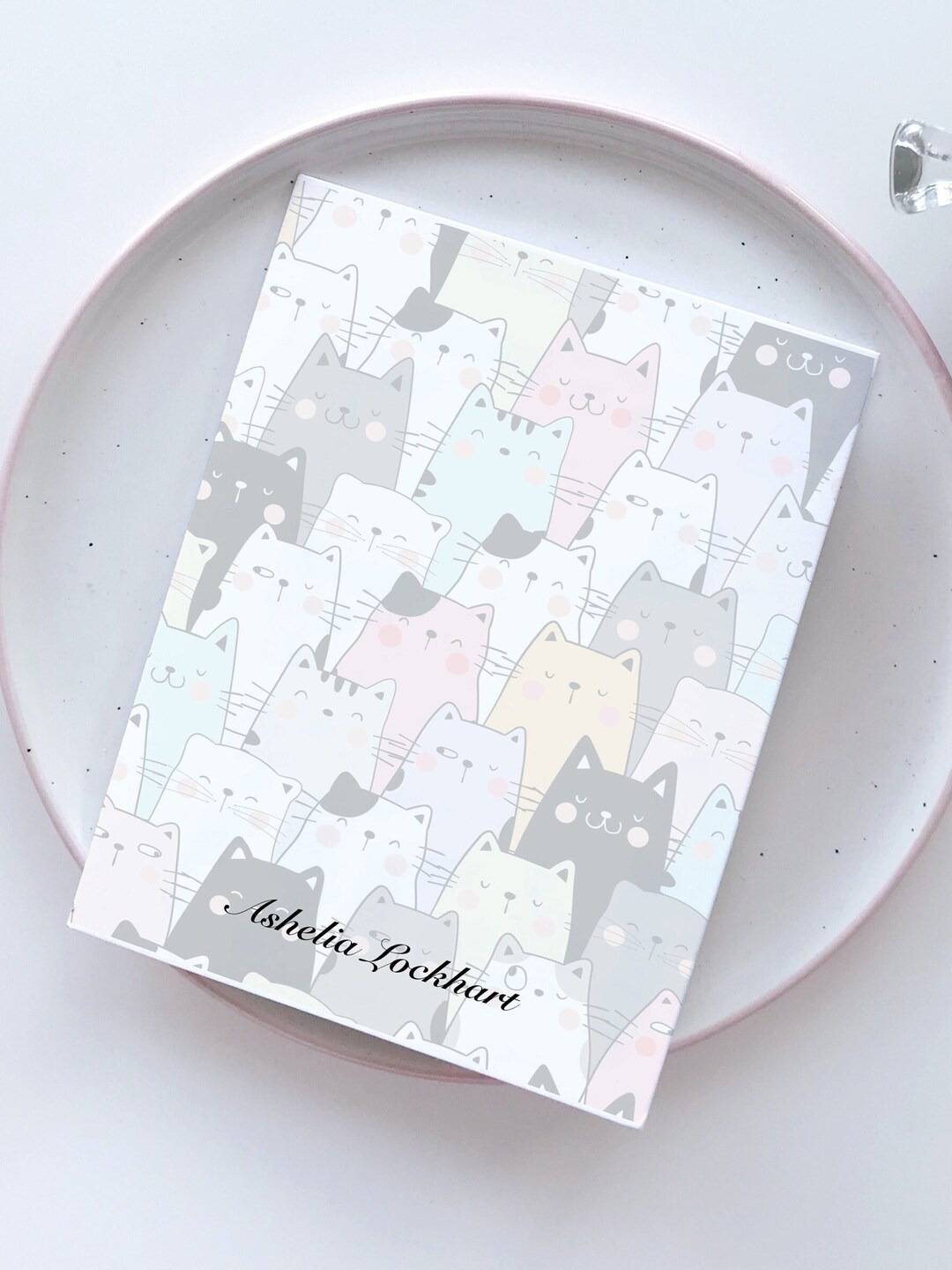 MINIMALIST CAT Memopad / NOTEPAD Personalized Name / 50pages / 7x5 ...