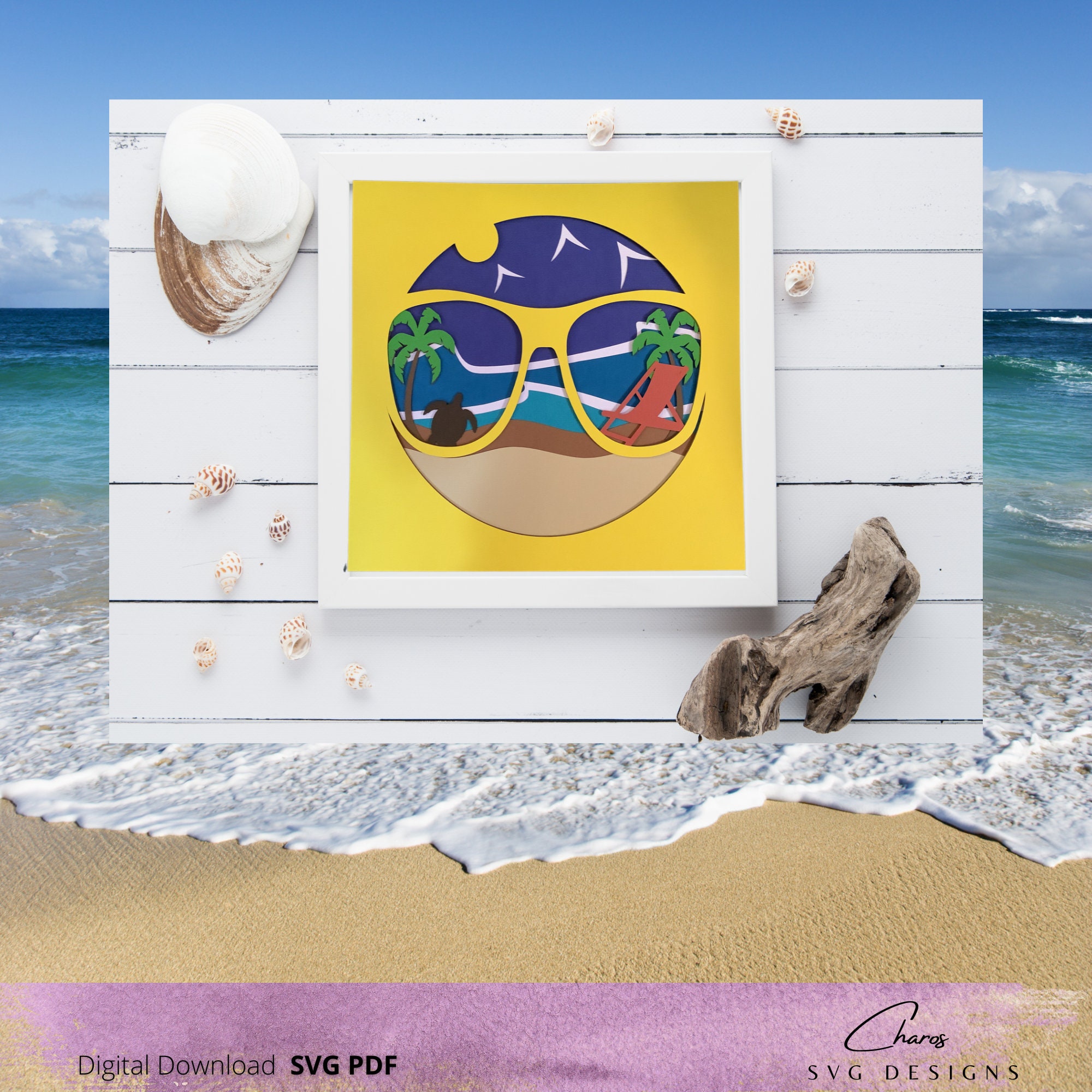 13-layer 3D Beach Shades SVG | Create Vibrant Summer Crafts With This ...