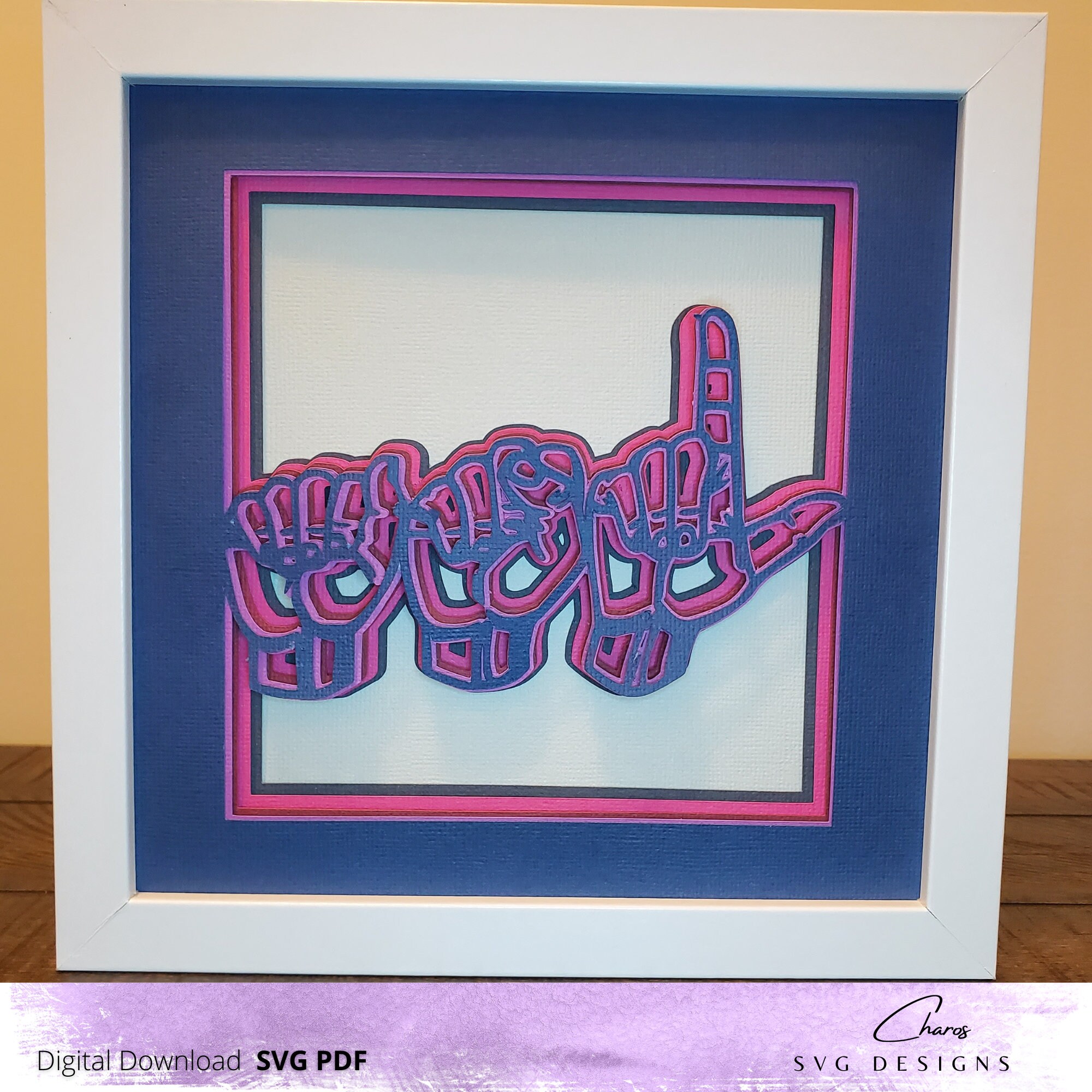 3D ASL Shadow Box SVG | American Sign Language Sign Language Cutting File | Deaf Awareness Paper ...