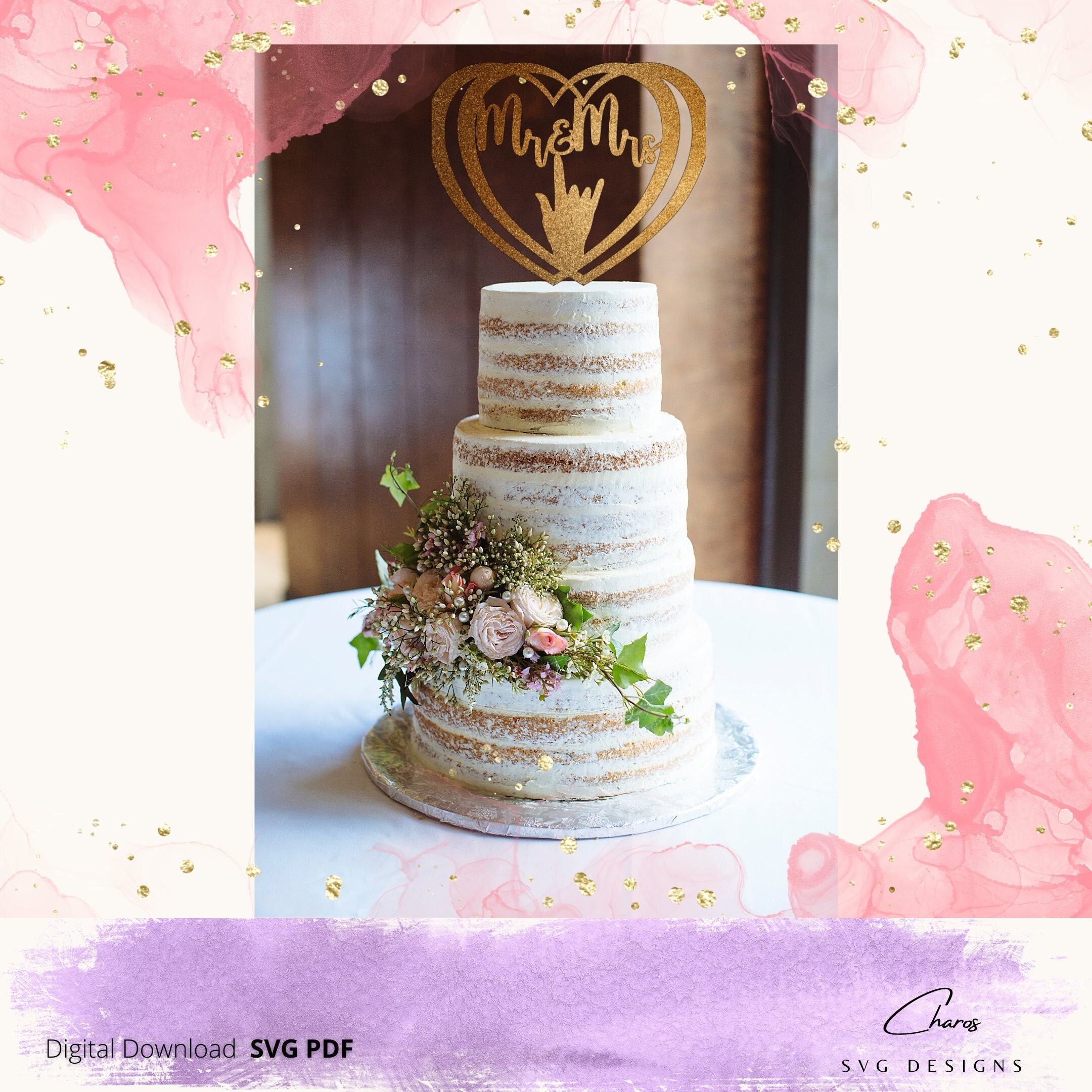 ASL I Love You Wedding Cake Topper SVG: Mr & Mrs, Deaf Awareness ...