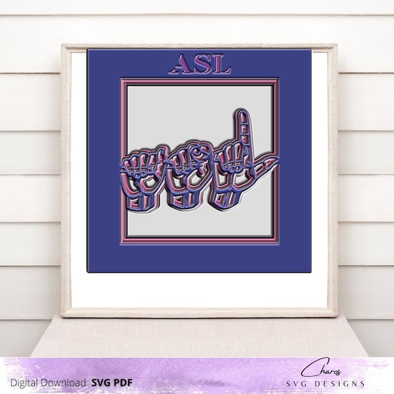 3D ASL Shadow Box SVG | American Sign Language Sign Language Cutting ...