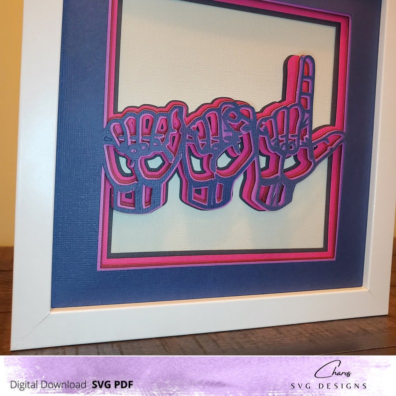 3D ASL Shadow Box SVG | American Sign Language Sign Language Cutting ...