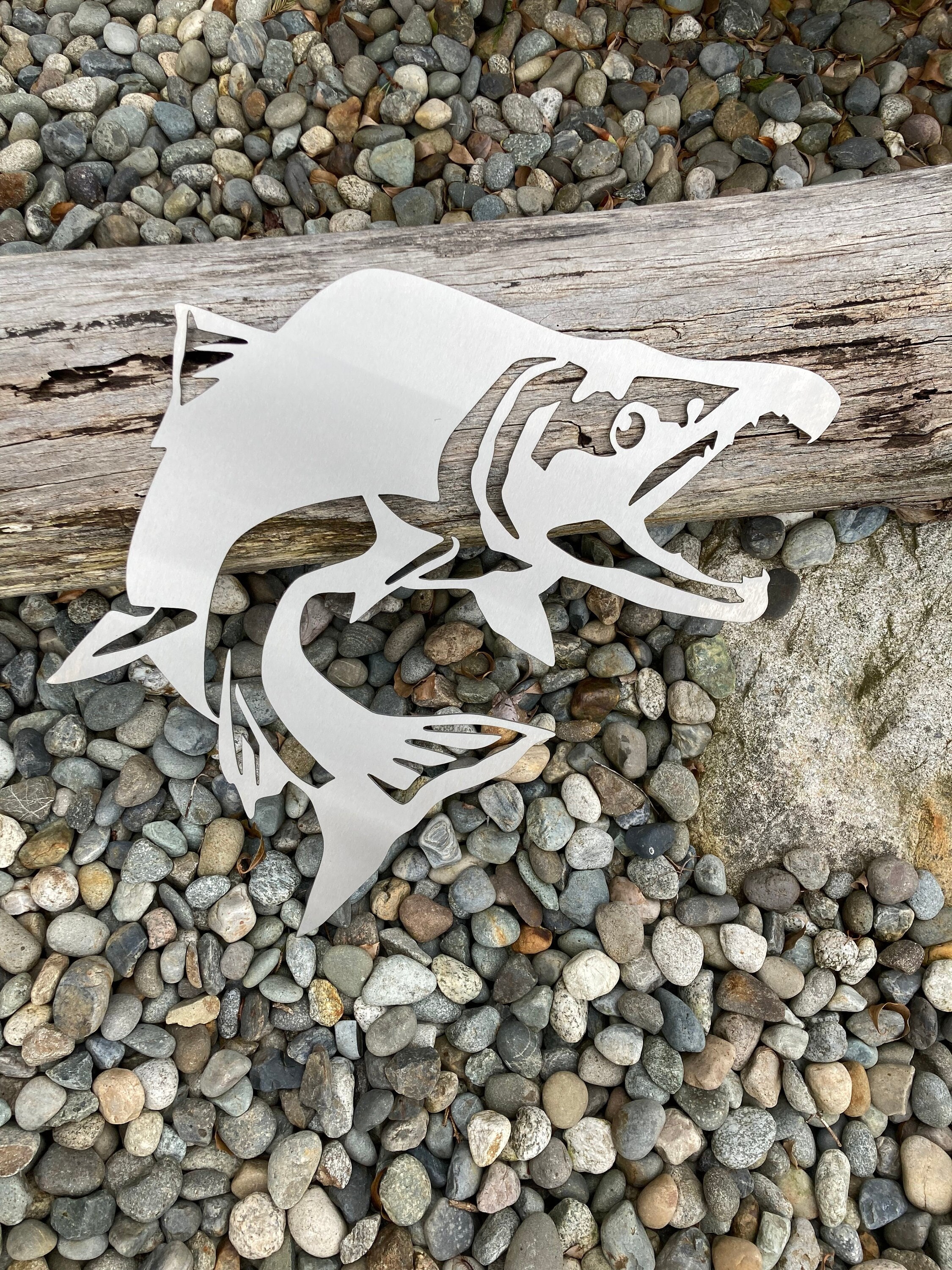 Metal Art Salmon Jumping Metal Wall Decor Fish Metal Art Gift for ...