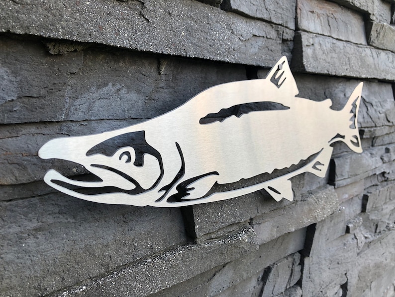 Metal Art Salmon Metal Wall Decor Fish Metal Art Gift for Fisherman ...