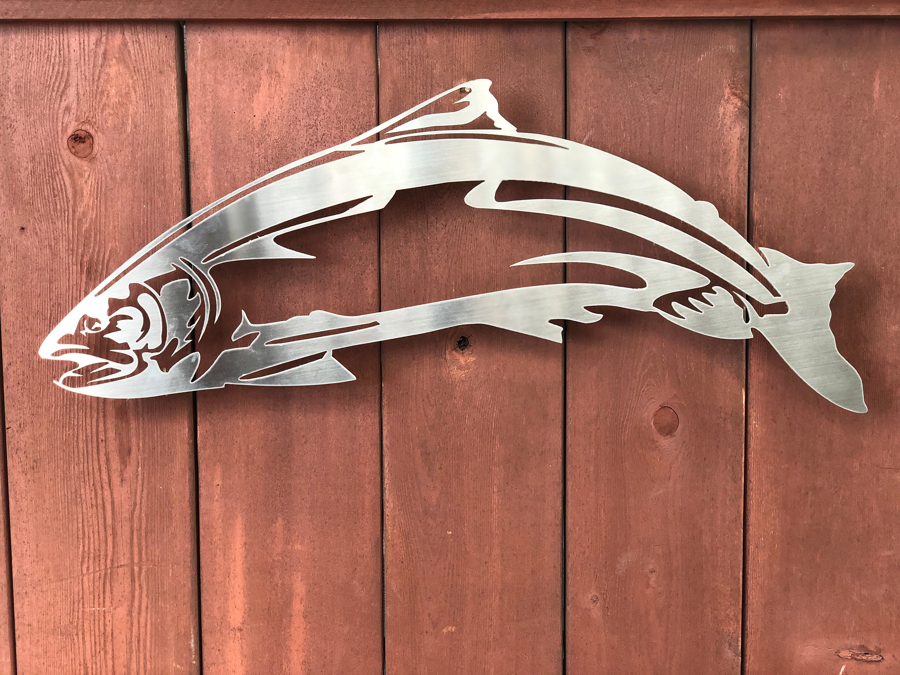 Metal Art Rainbow Trout Steelhead Salmon Metal Wall Coastal Decor Fish ...