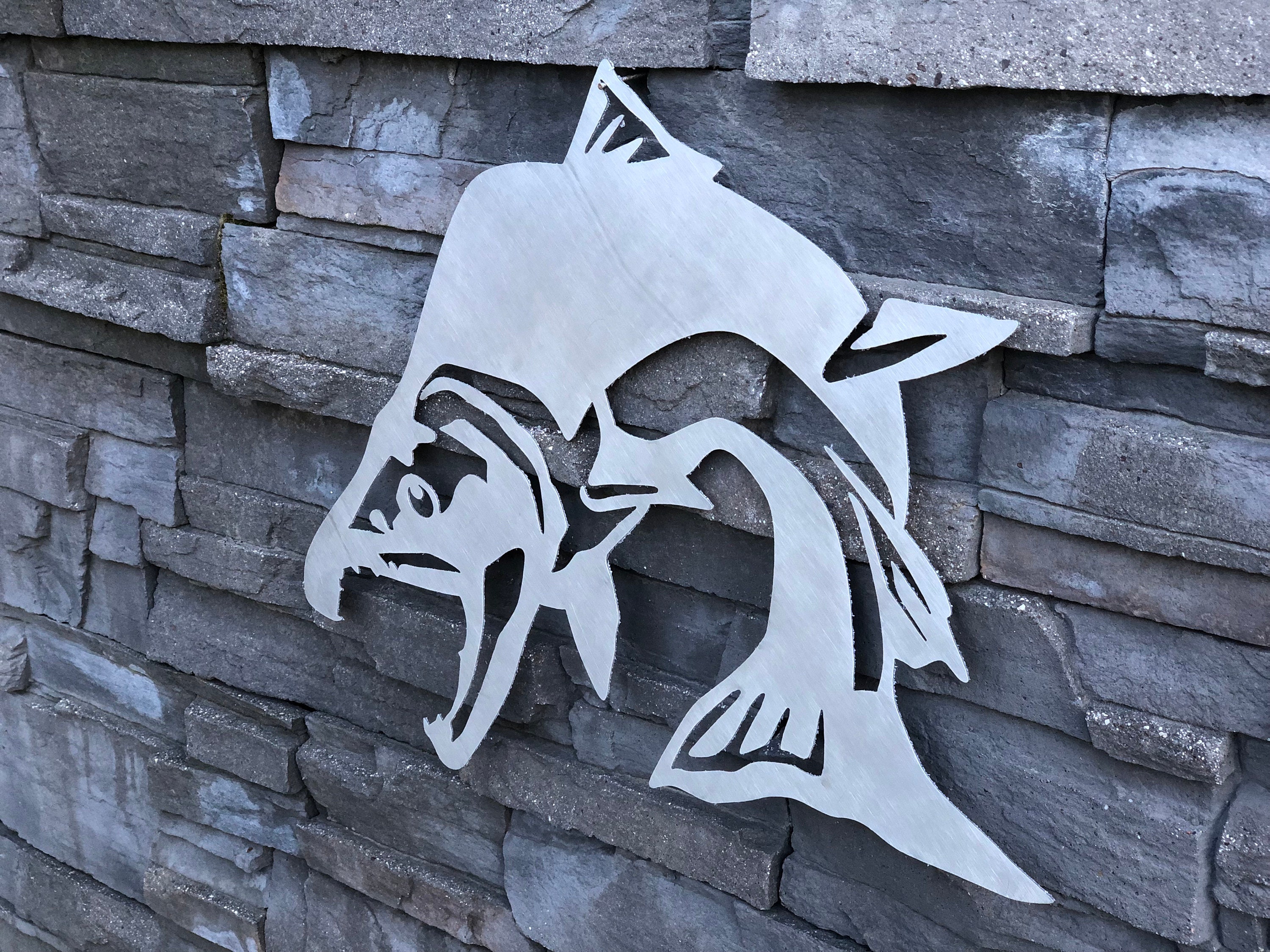 Metal Art Salmon Jumping Metal Wall Decor Fish Metal Art Gift for ...