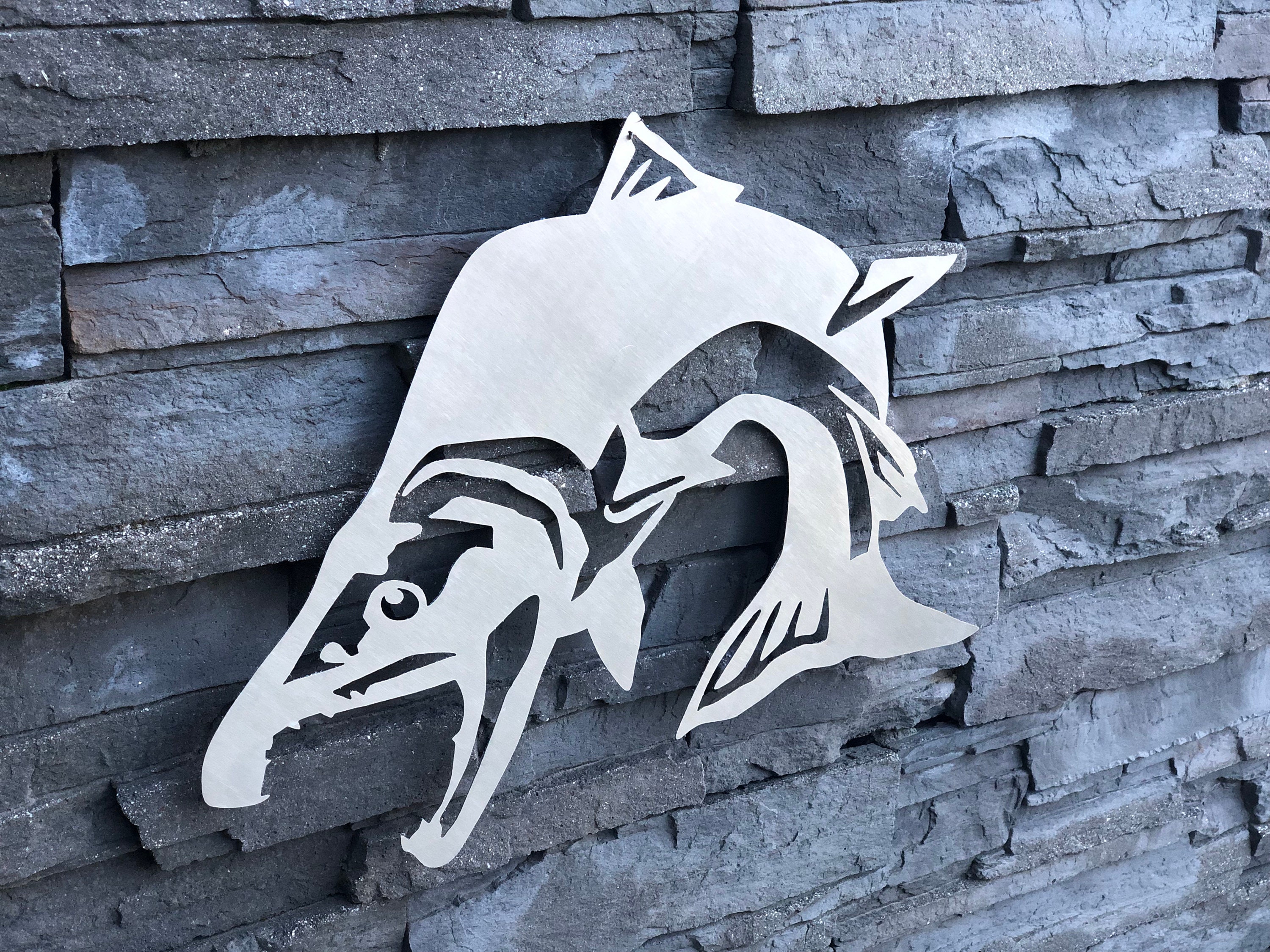 Metal Art Salmon Jumping Metal Wall Decor Fish Metal Art Gift for ...