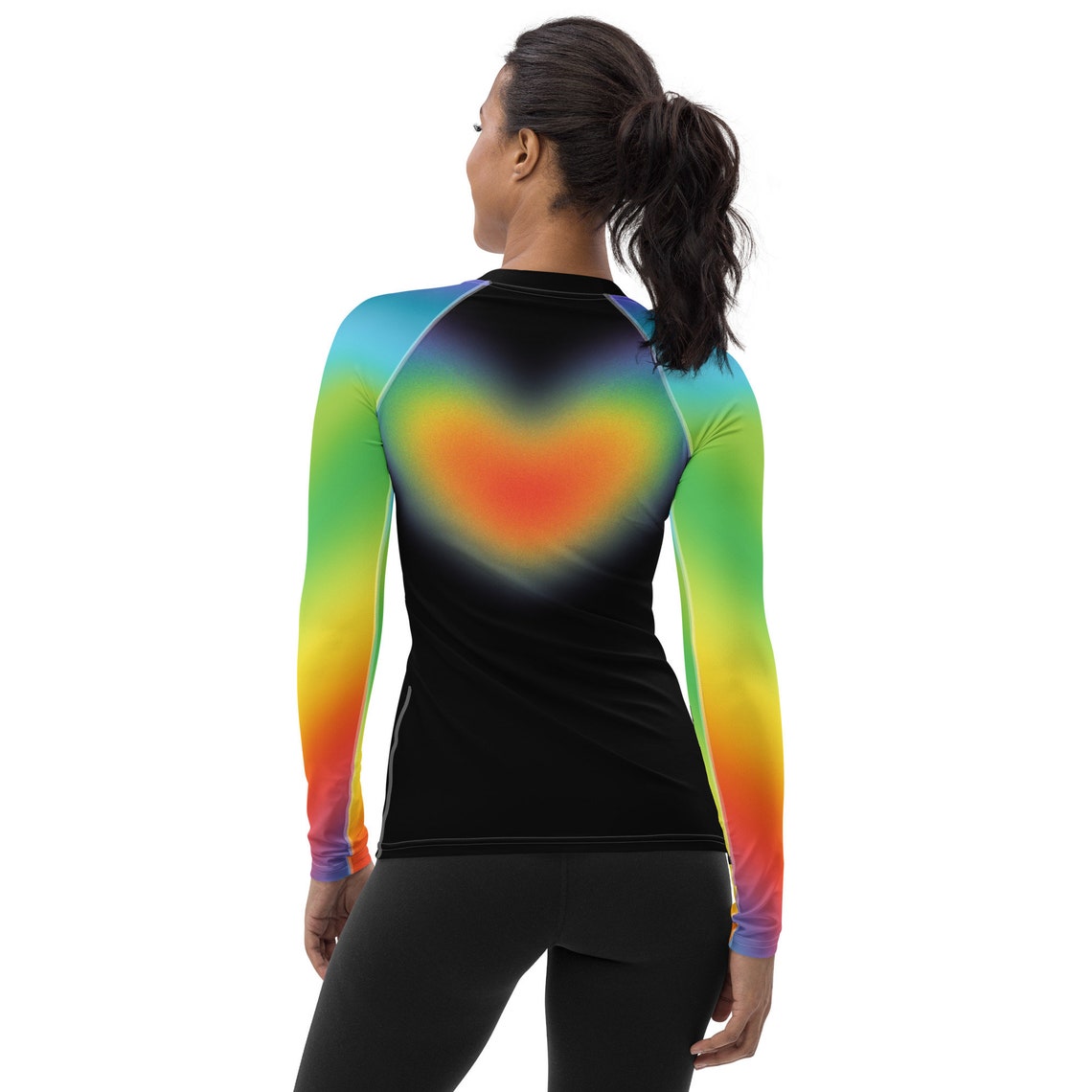 Women's Rash Guard Rainbow Art Print Woman Kayaking Rashguard , Surfing ...