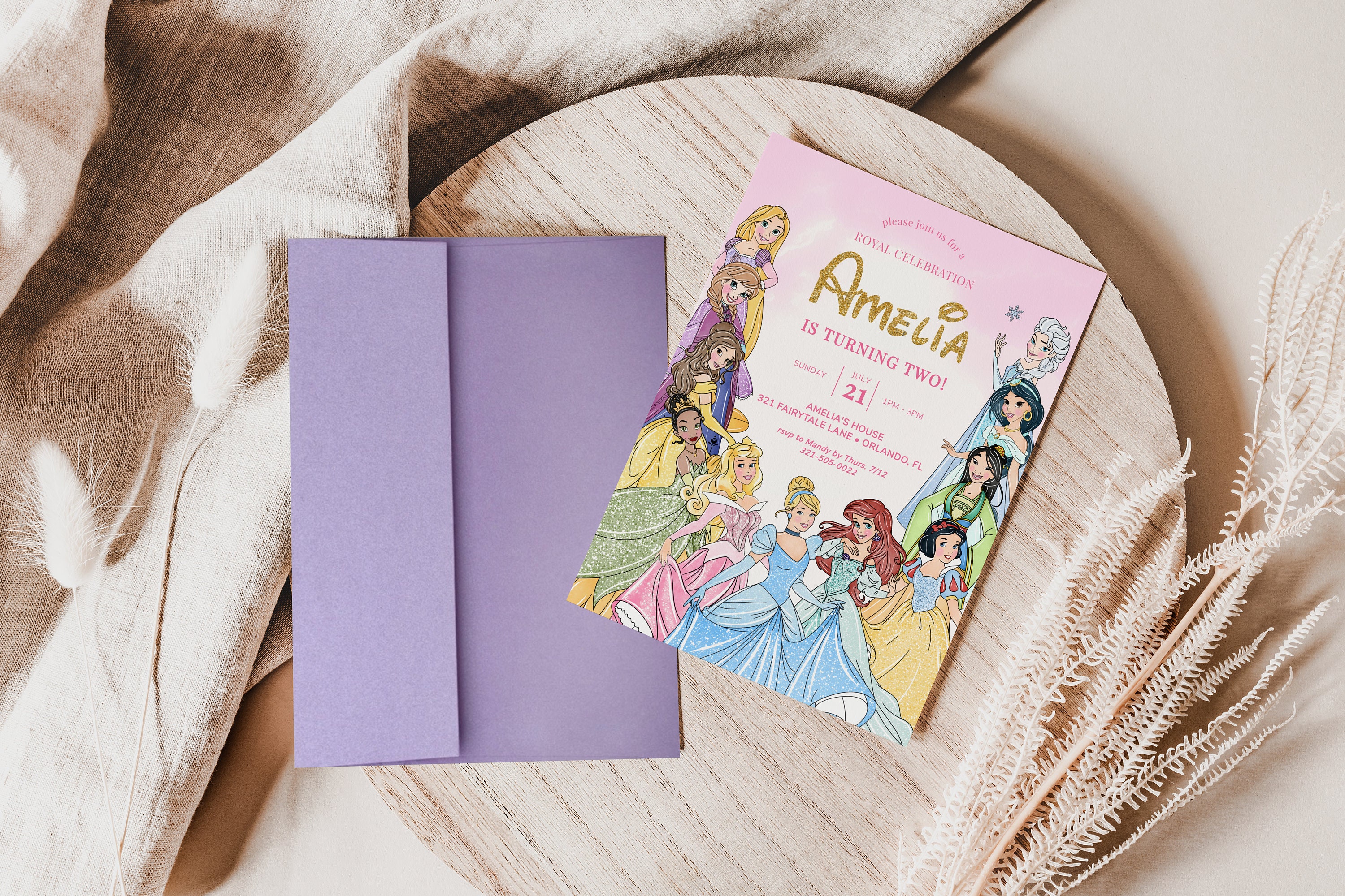 AMELIA | Princess Inspired Birthday Bundle - Kids Invitations - Thank ...