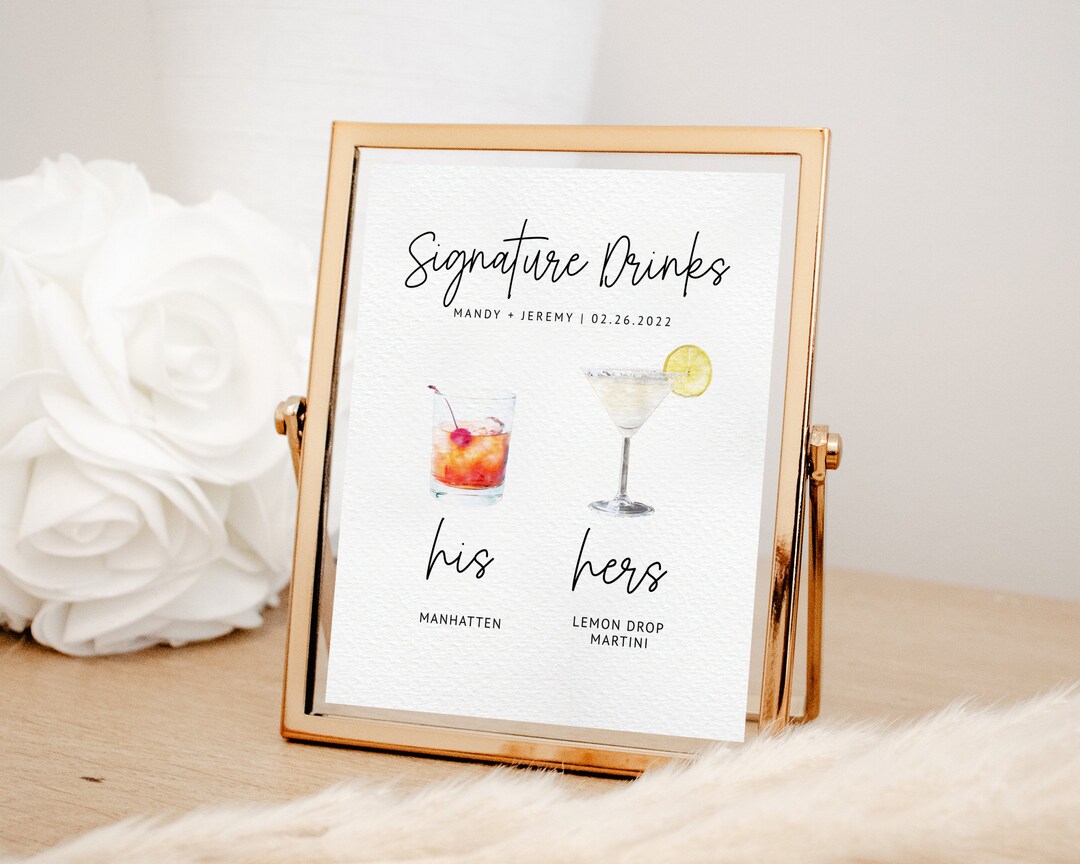 HEATHER Signature Drink Sign Template, Printable Signature Drink Sign ...