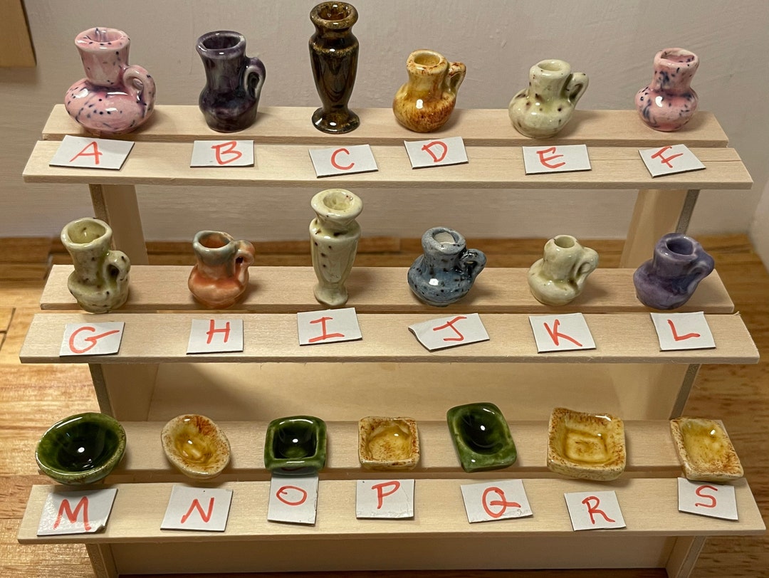 Dollhouse Decor/vintage Miniature Pottery, Folk Art, 1/12 Scale Artisan ...