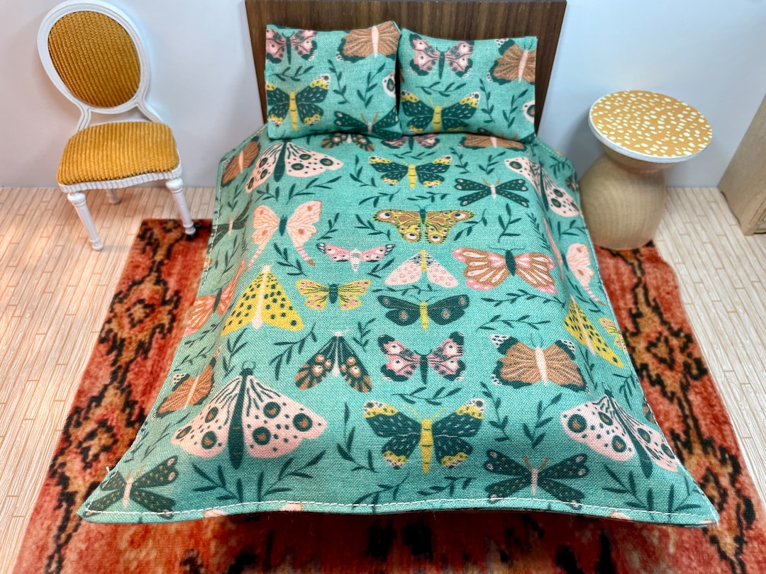 Boho Moth Print Dollhouse Bedding Set 1/12th Scale - Etsy