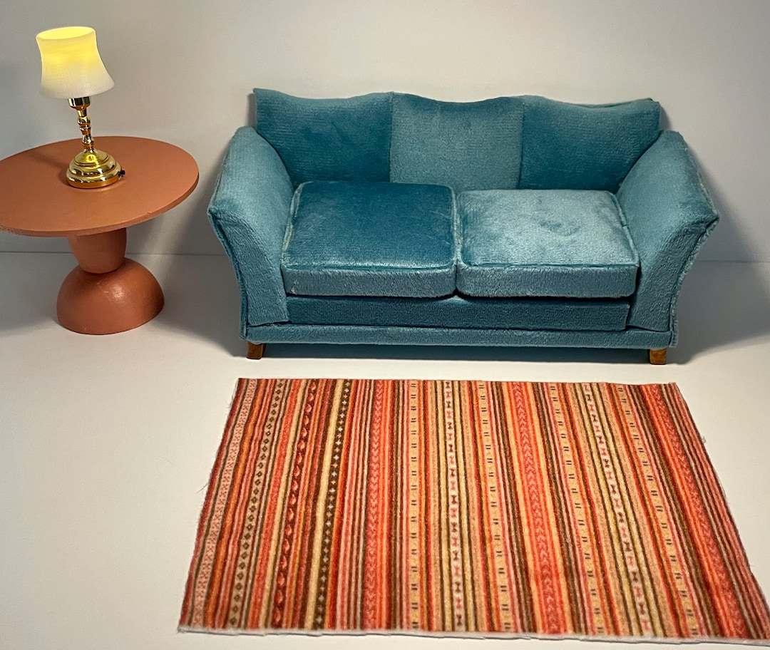 Modern Dollhouse Rug/miniature Carpet/modern Mini Striped Carpet/ 6x4 ...